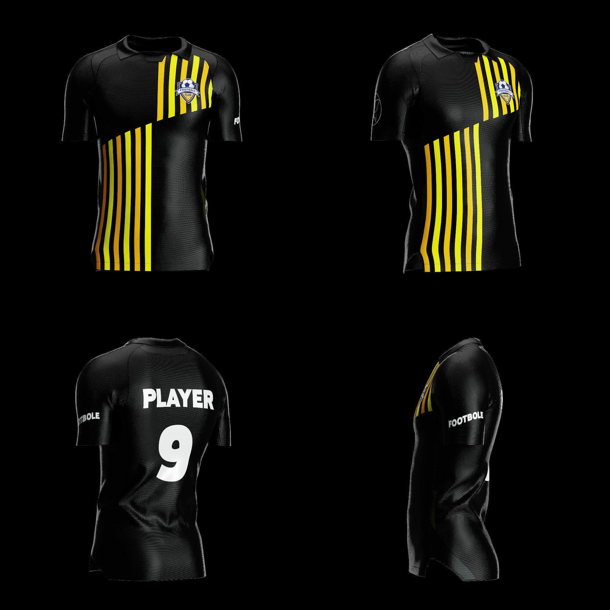 Soccer Uniform Football Shirt Template High Resulation Quality 3D model ...