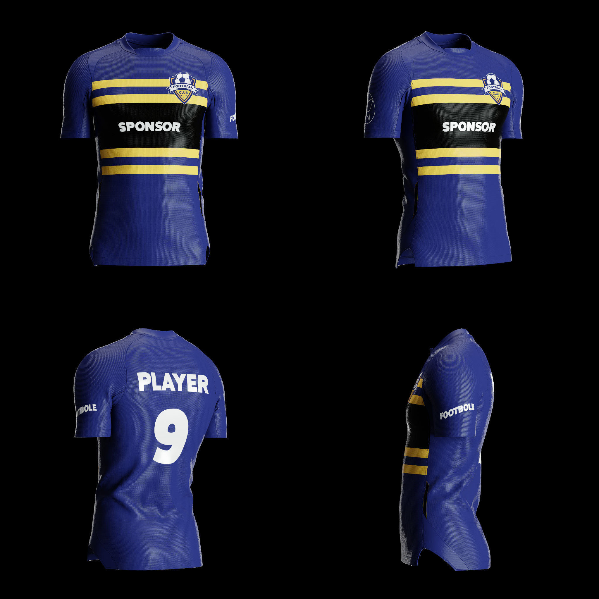 Soccer Uniform Football Shirt Template High Resulation Quality 3D model ...
