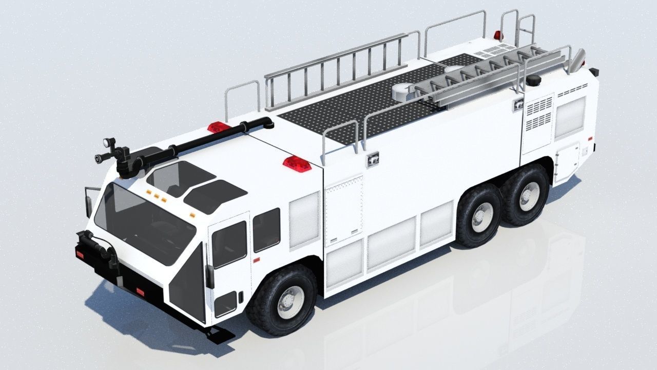 3D model Oshkhosh ARFF T3000 Firetruck 6x6 Low Poly Emergency Blank VR ...