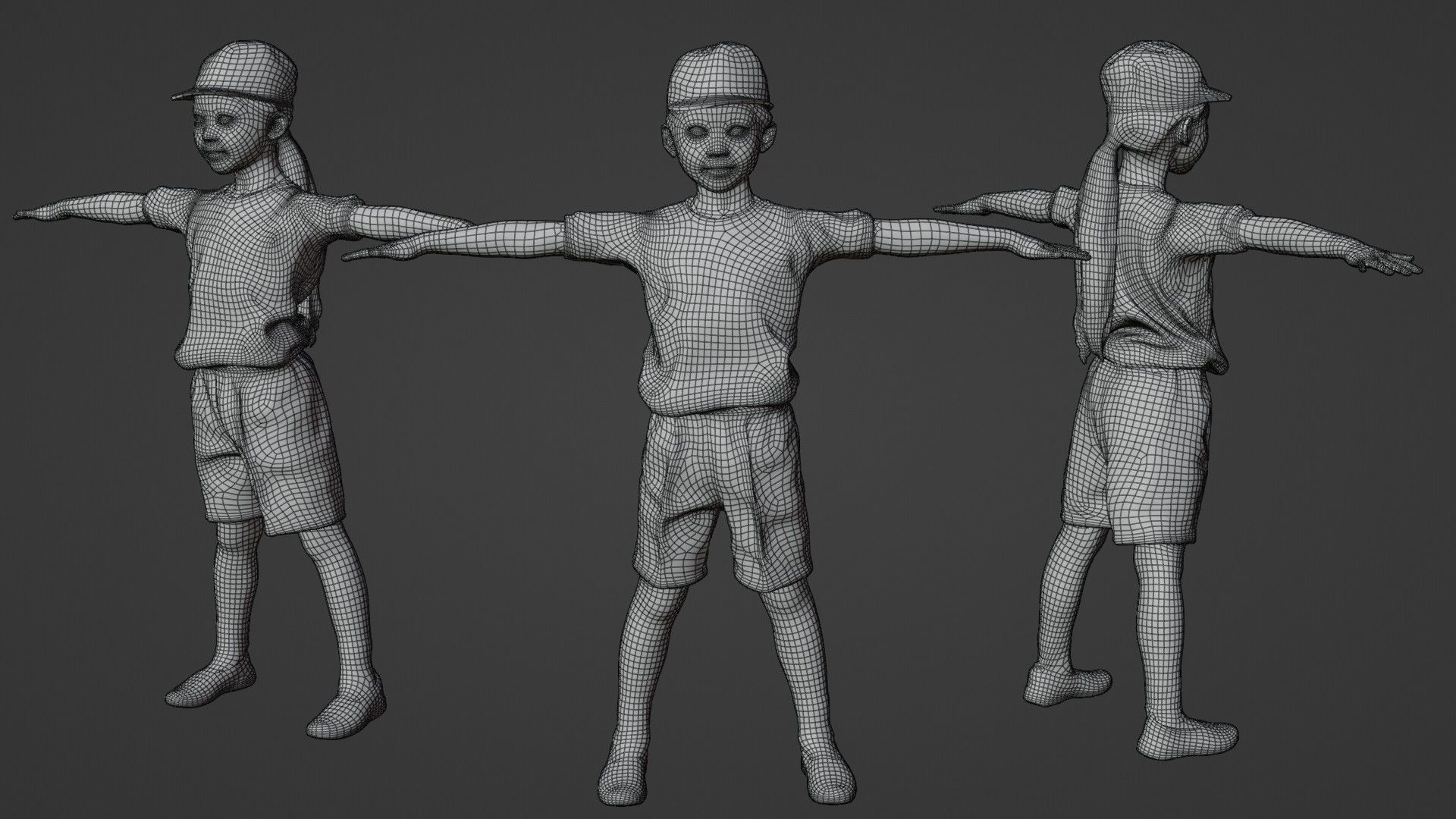 3D model Elementary school girls in gym clothes 233 Momo VR / AR / low ...