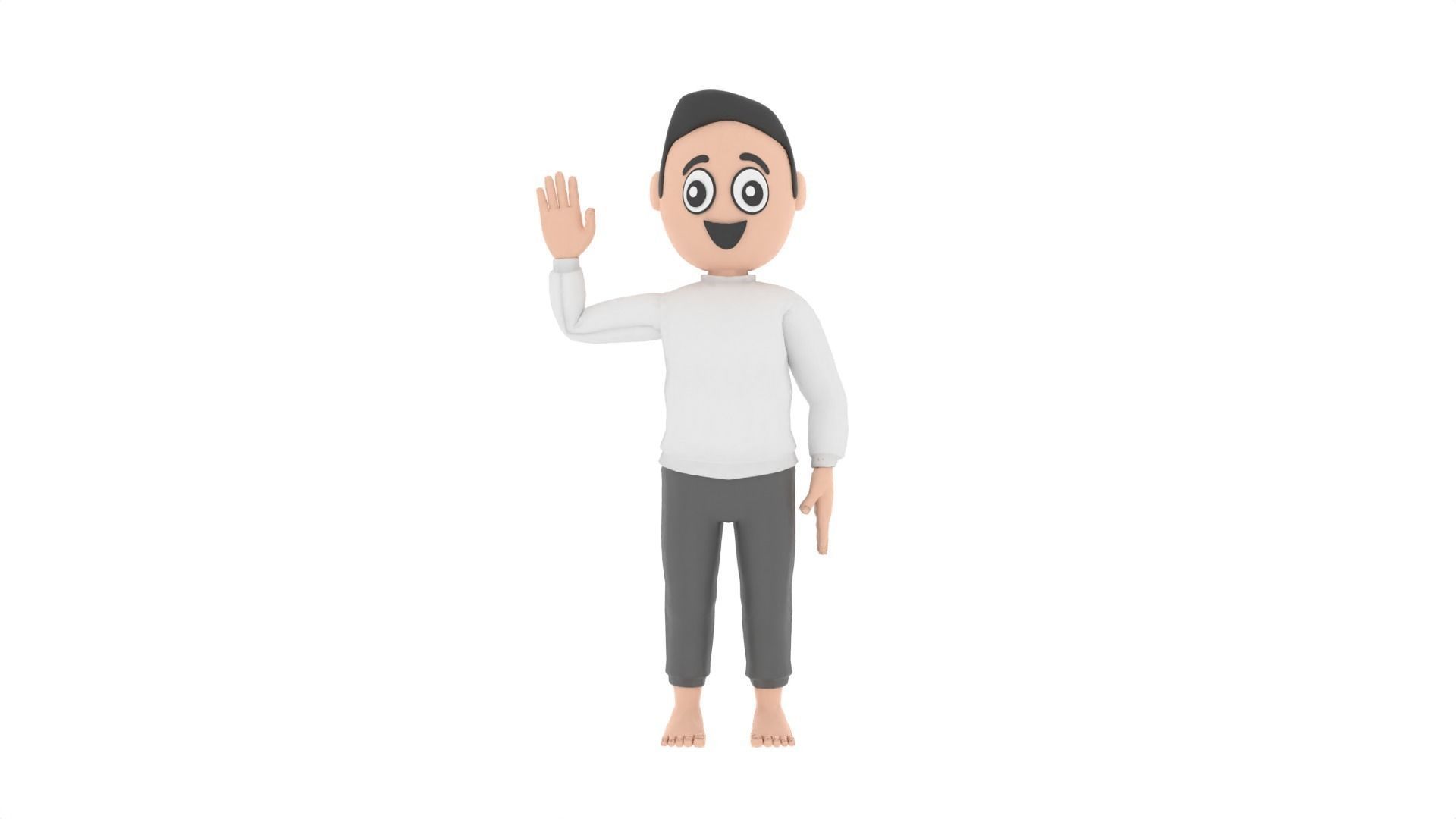 3D model 3D boy character with 2d face expression VR / AR / low-poly ...
