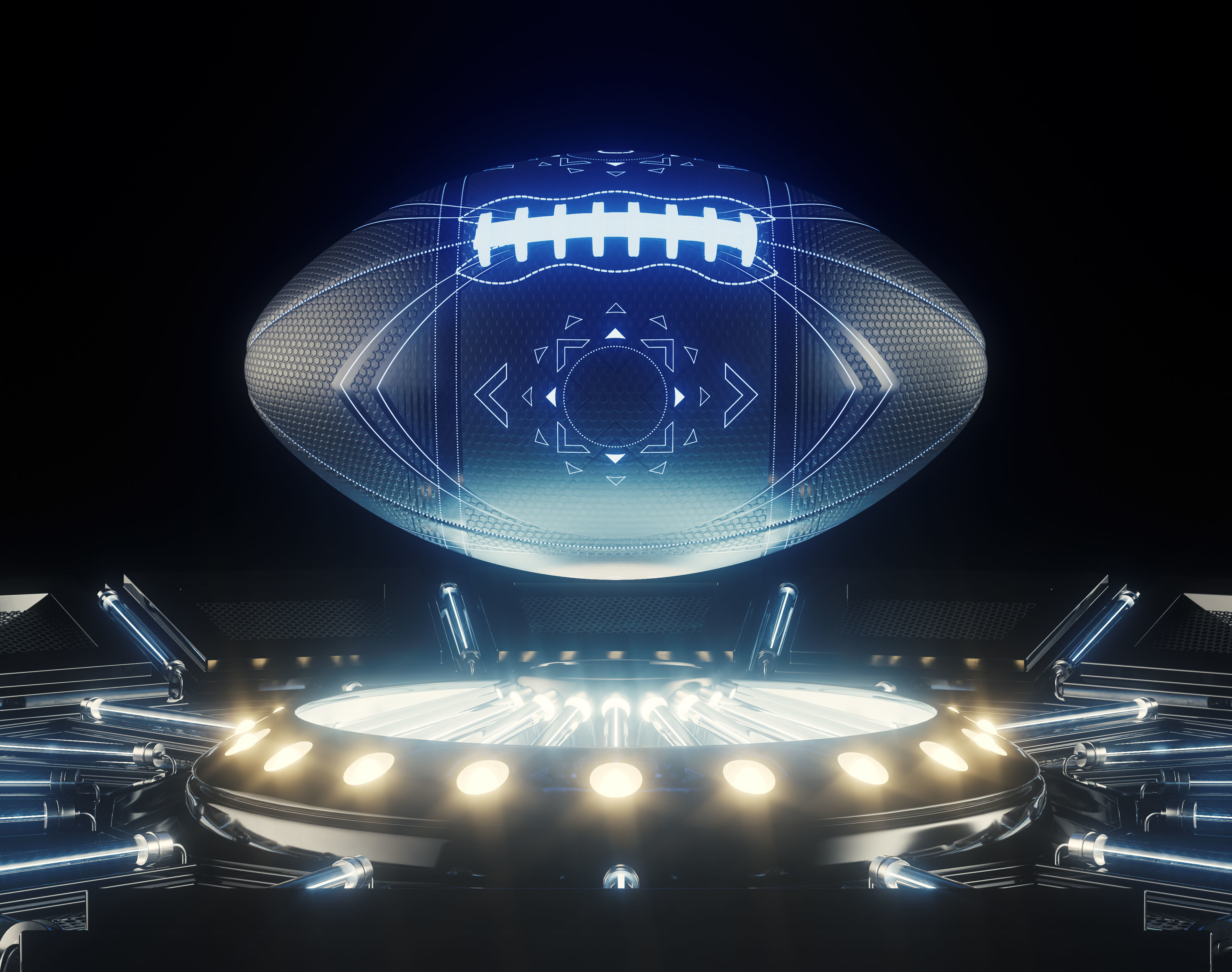 Futuristic American Football and Stage 3D model | CGTrader