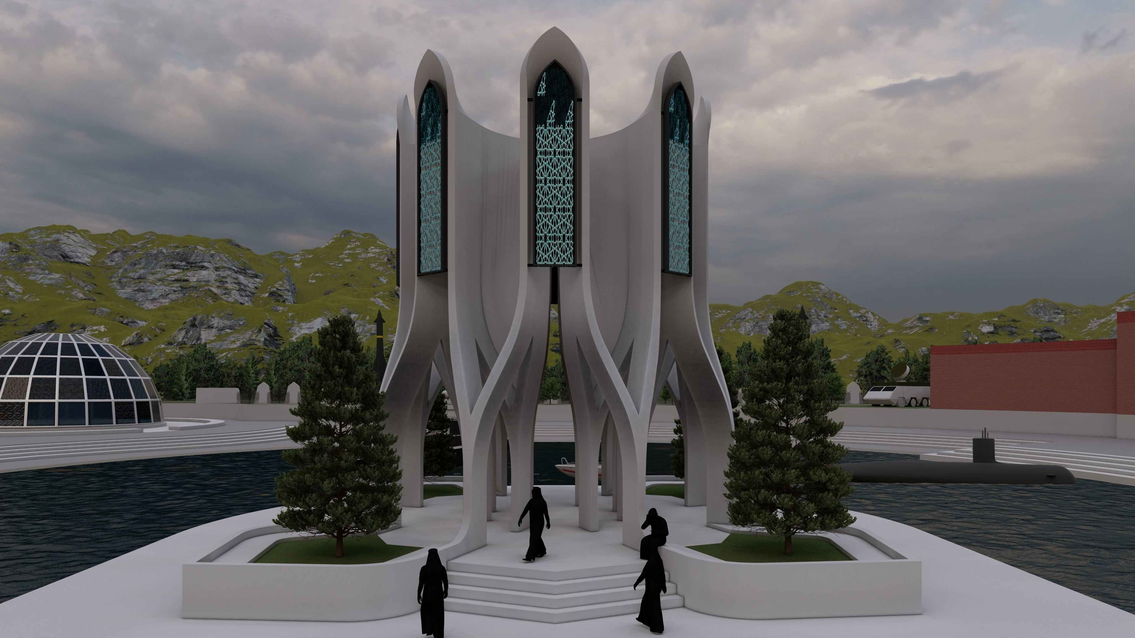 Monumental Urban contemporary landscape design 3D model | CGTrader