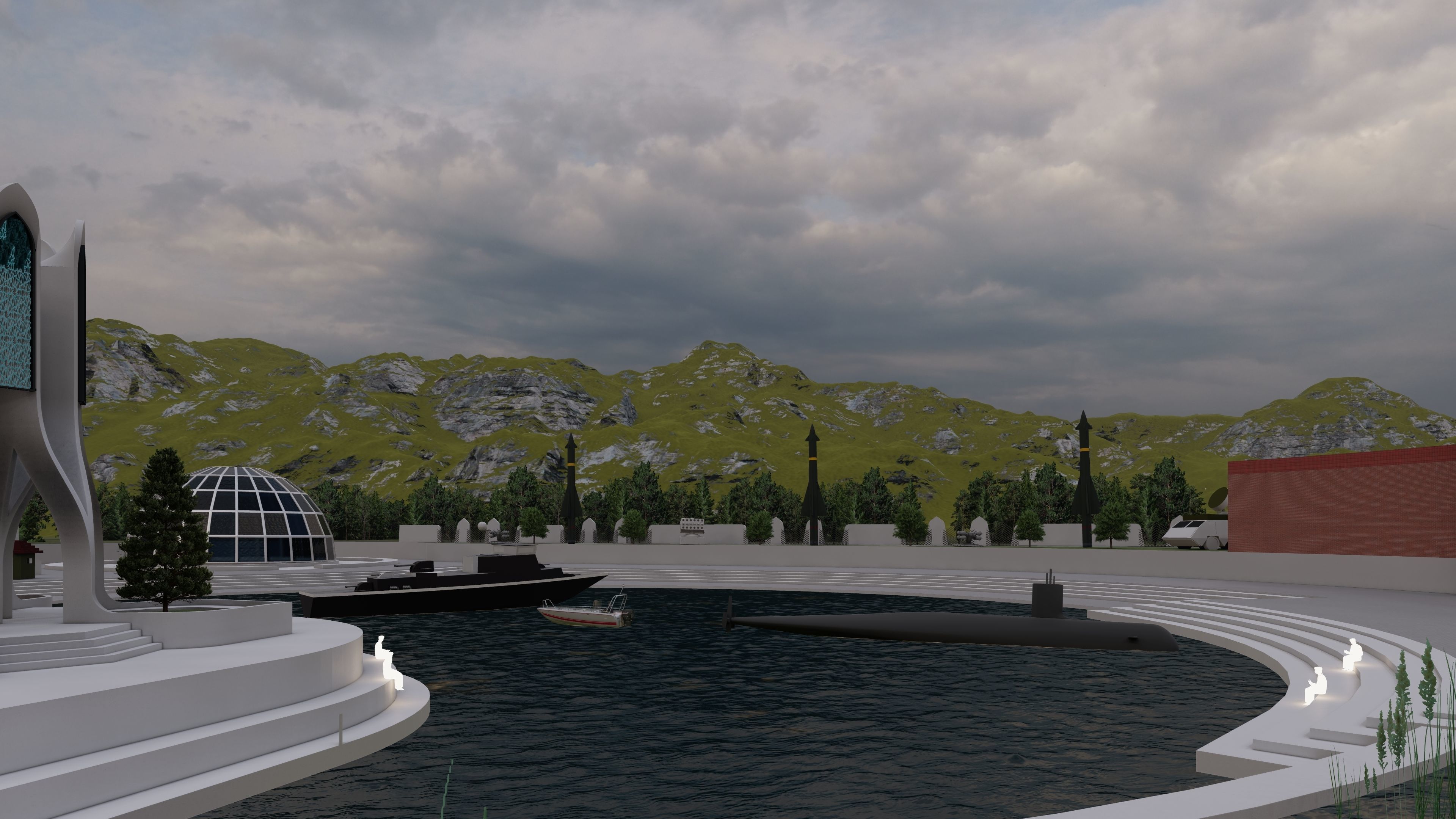 Monumental Urban contemporary landscape design 3D model | CGTrader