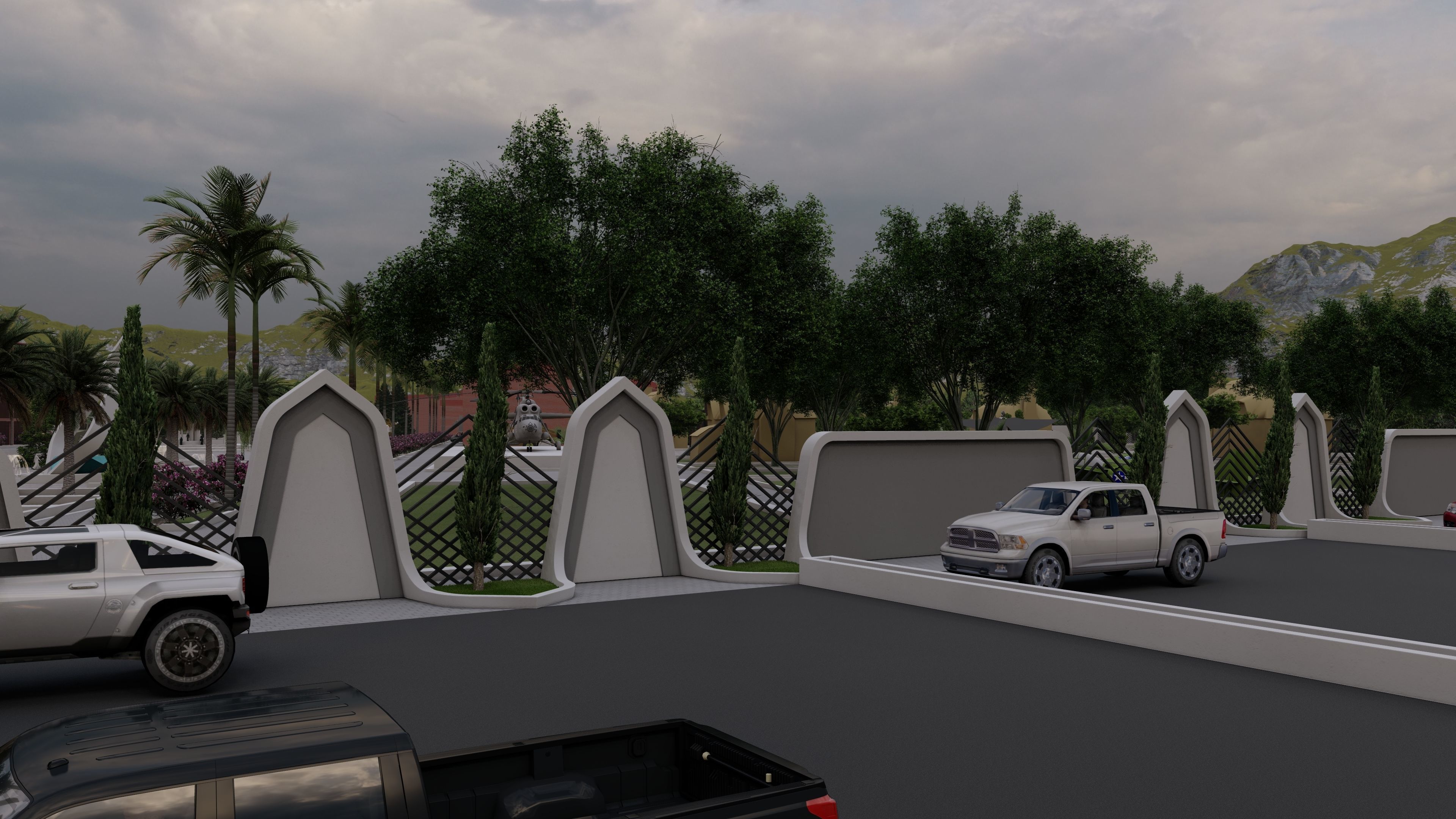 Monumental Urban contemporary landscape design 3D model | CGTrader