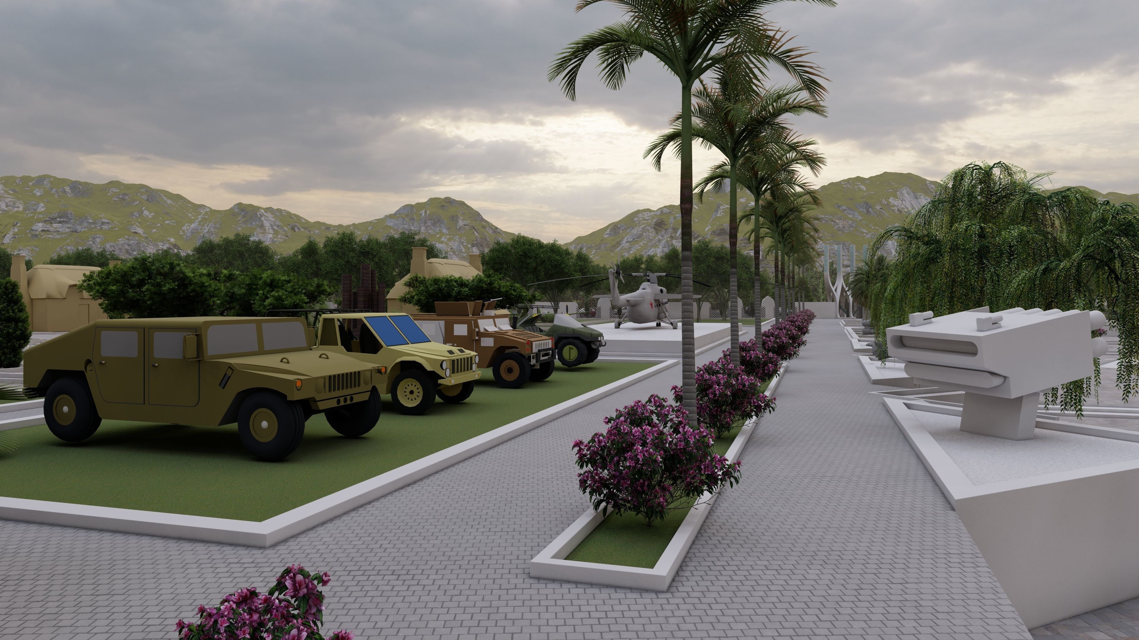 Monumental Urban contemporary landscape design 3D model | CGTrader