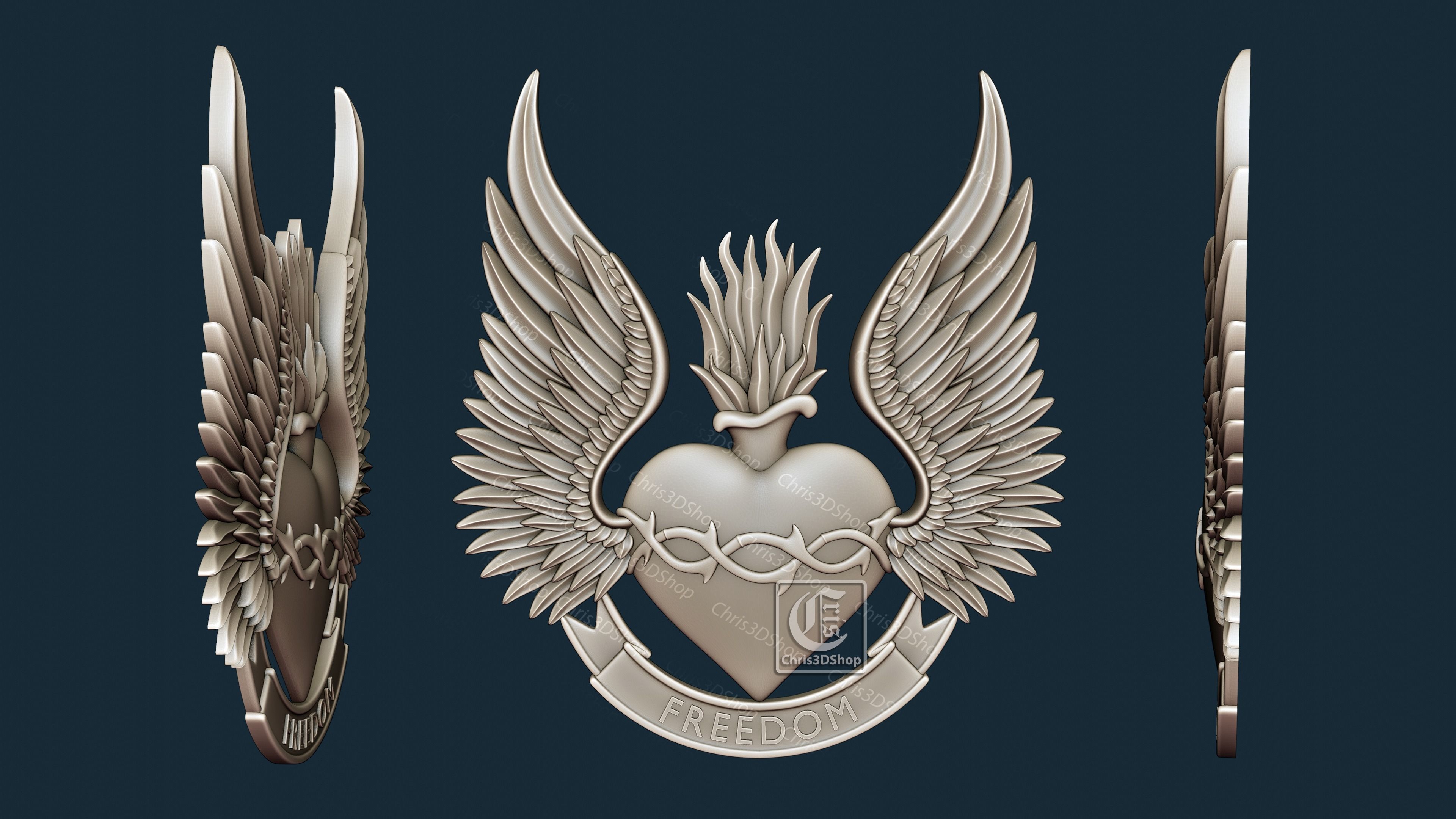 Burning Heart 2 Freedom - STL File For CNC and 3D Printer 3D model 3D ...