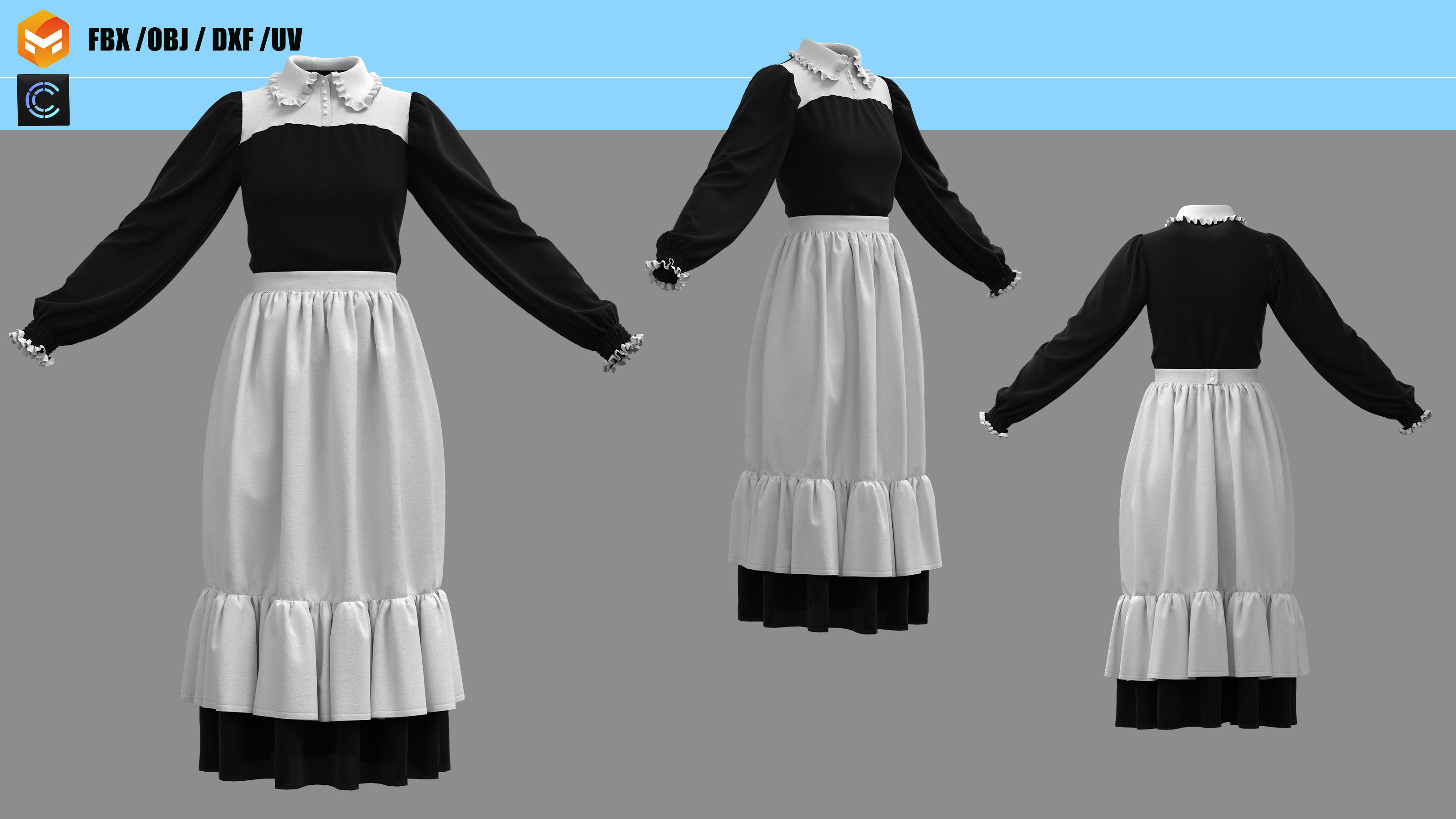 Maid dress 3D model | CGTrader