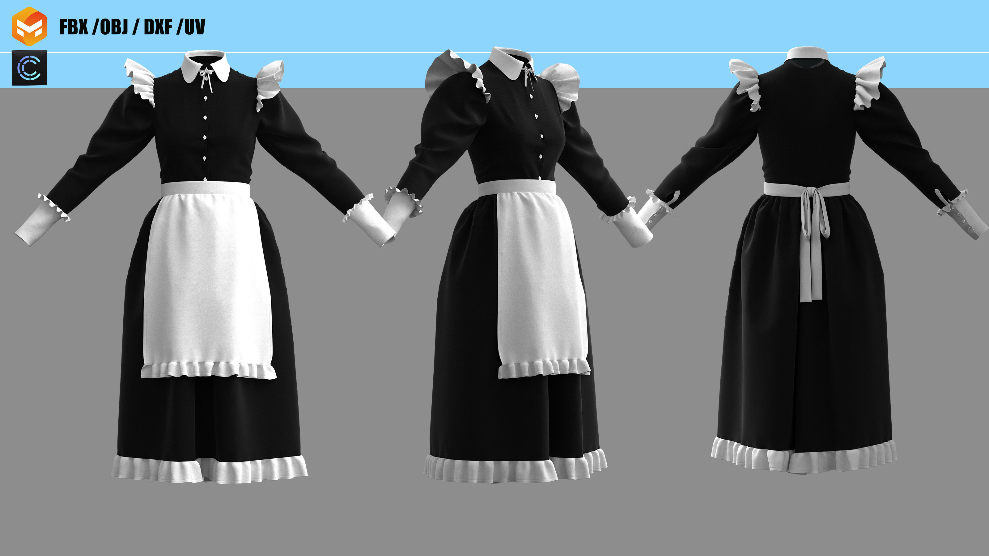 Maid dress 3D model | CGTrader