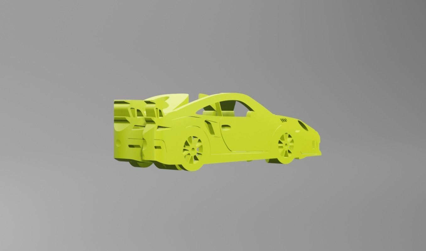 Porsche 911 GT3 RS - Keychain 3D model 3D printable | CGTrader