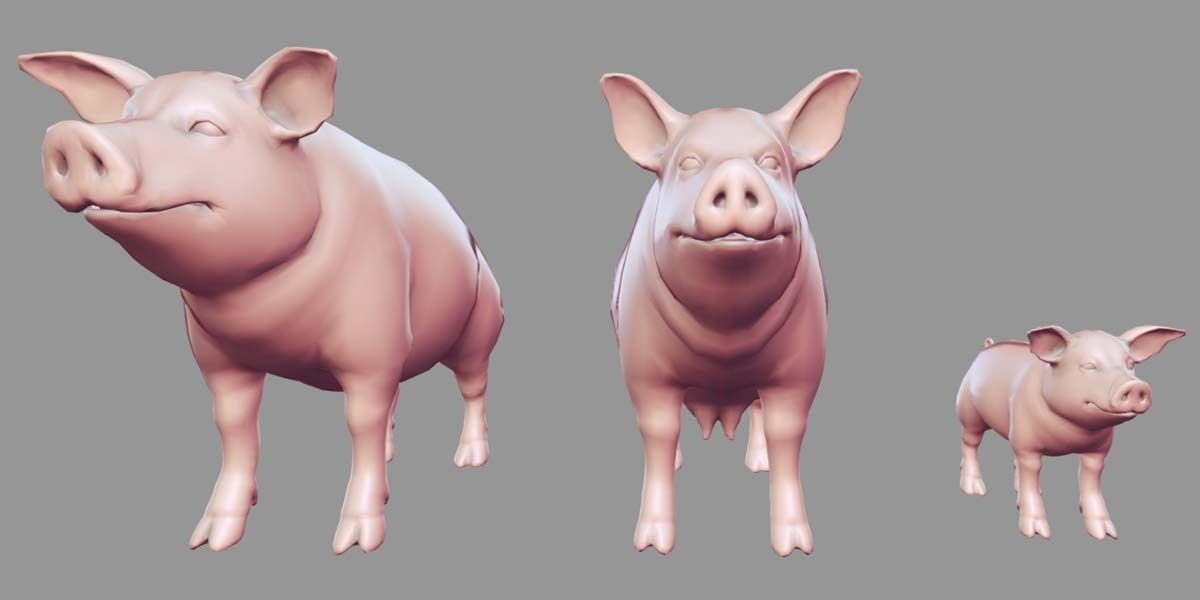 3D Model Collection Pig Family BaseMesh VR / AR / low-poly | CGTrader