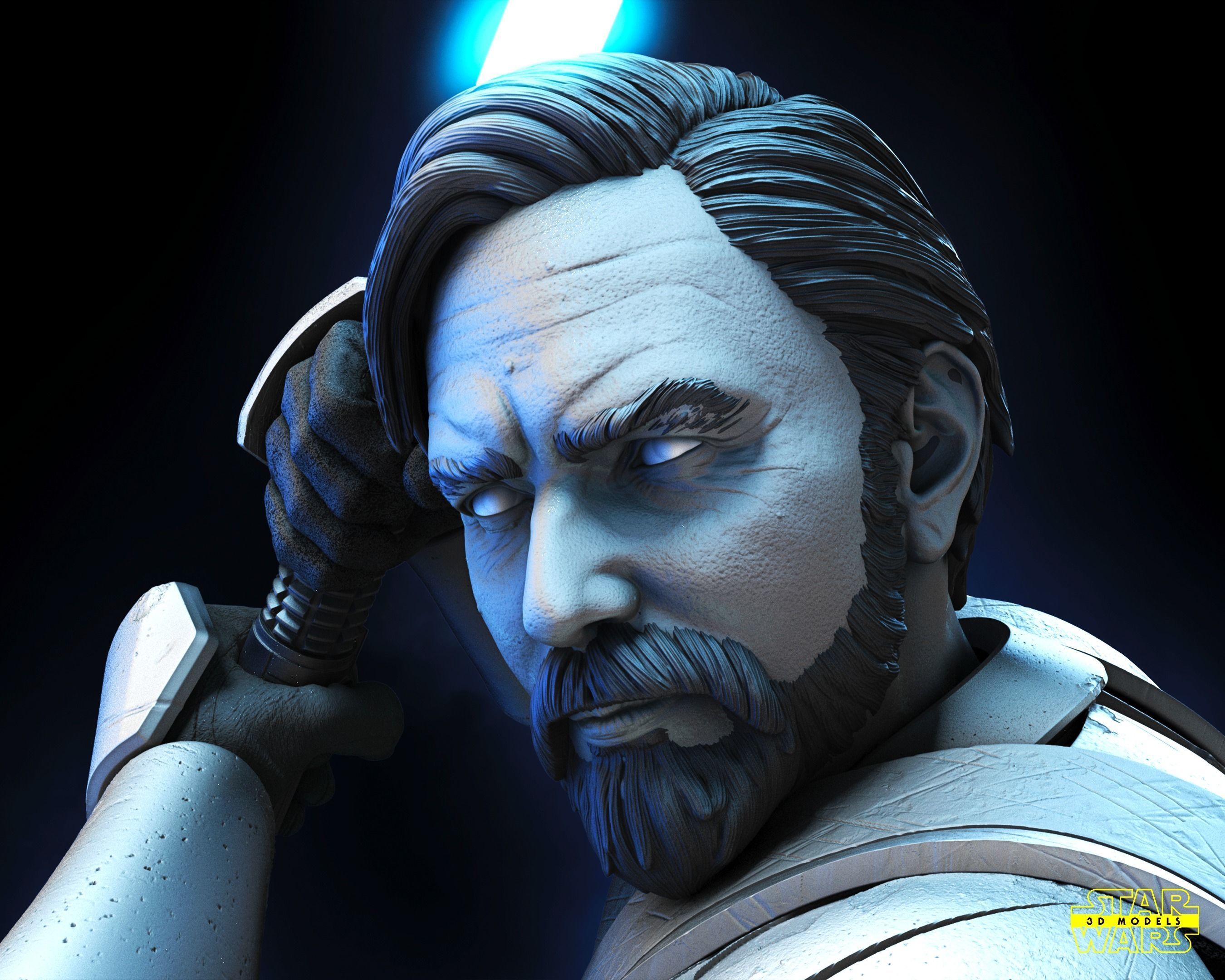 Obi Wan Kenobi Clone Wars Sculpture Star Wars 3D Models 3D model 3D ...