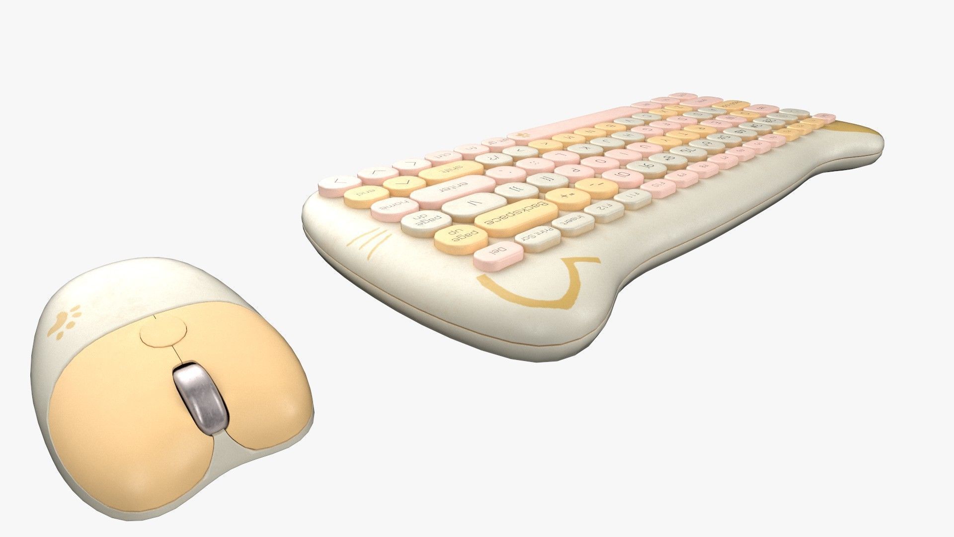 Wireless Keyboard Mouse Set Yellow Tones Version 3D model | CGTrader