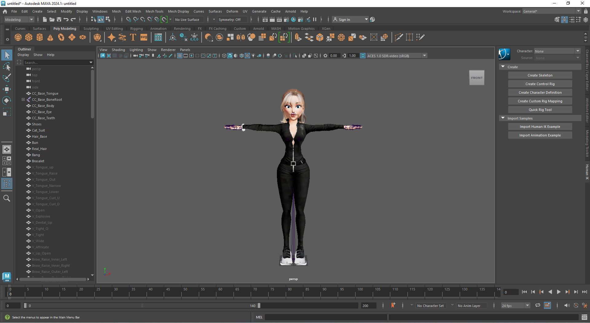 3D model Cartoony Girl Rigged Animated 2500 Free Animation Tutorial VR ...