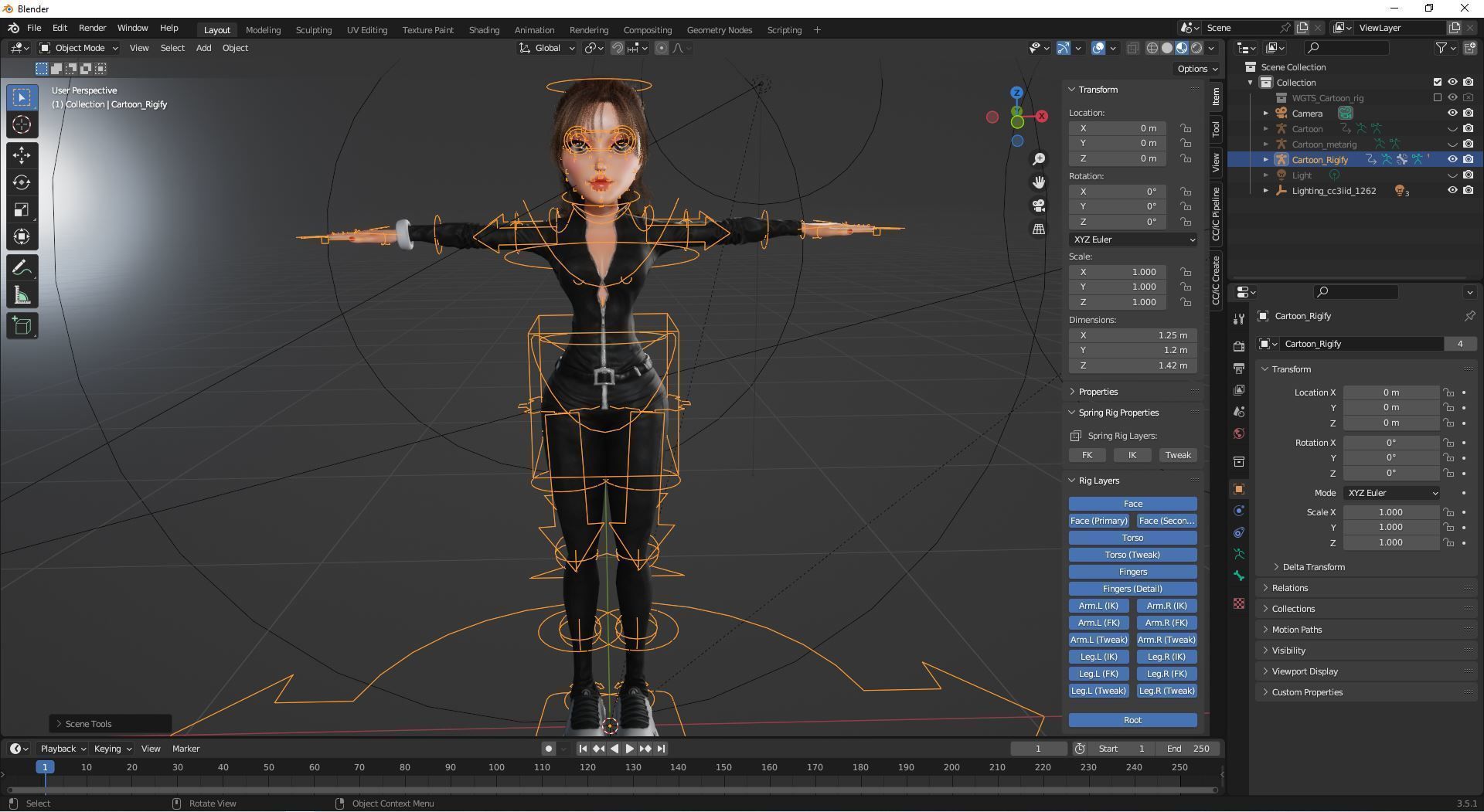 3D model Cartoony Girl Rigged Animated 2500 Free Animation Tutorial VR / AR / low-poly | CGTrader