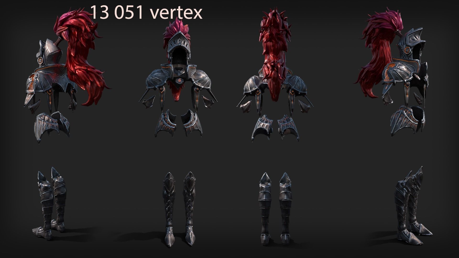 3D model Fantasy Game Armor set knight low poly 4K textures VR / AR ...