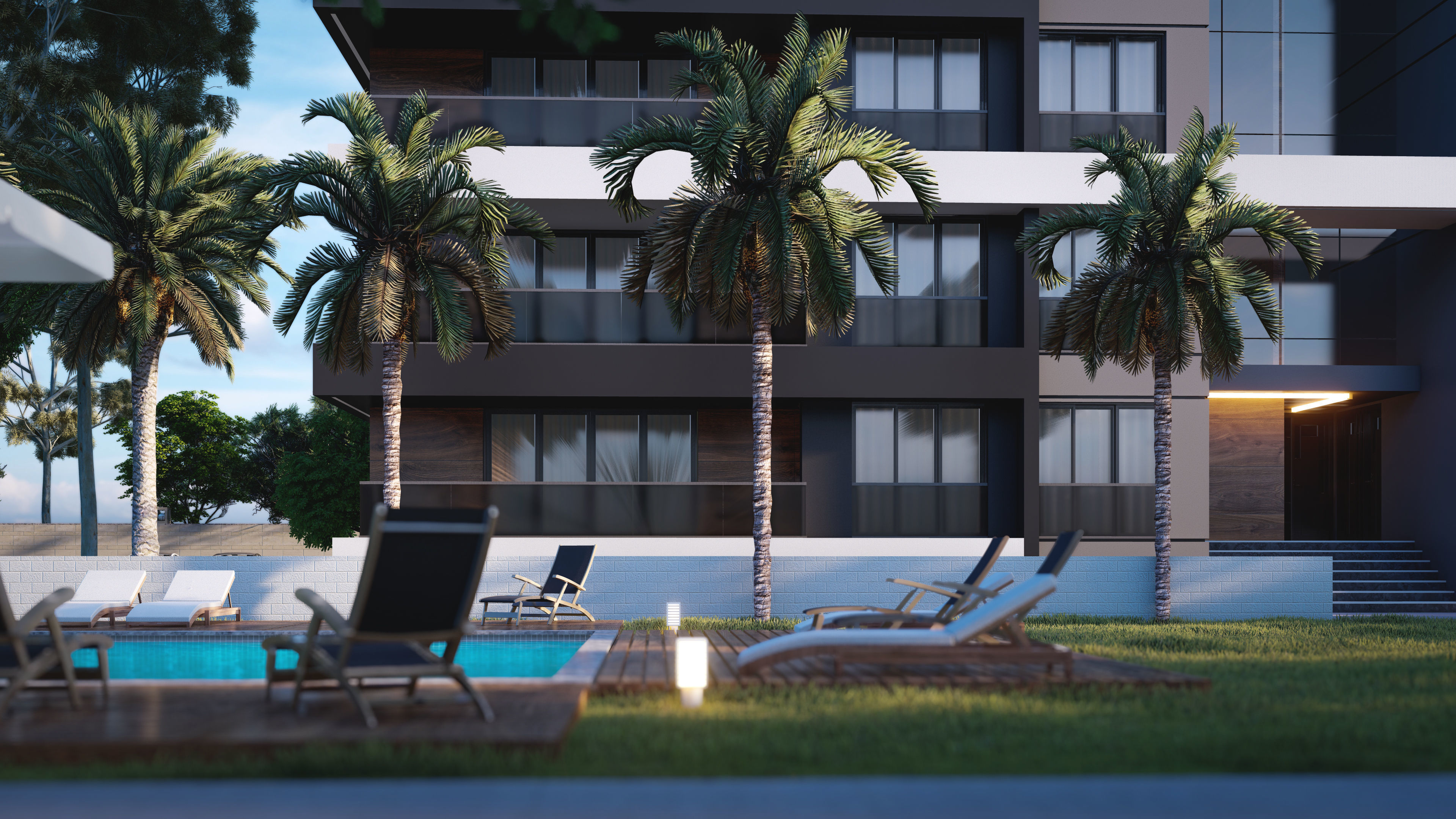 Modern two-block multi-storey site project 3D model | CGTrader