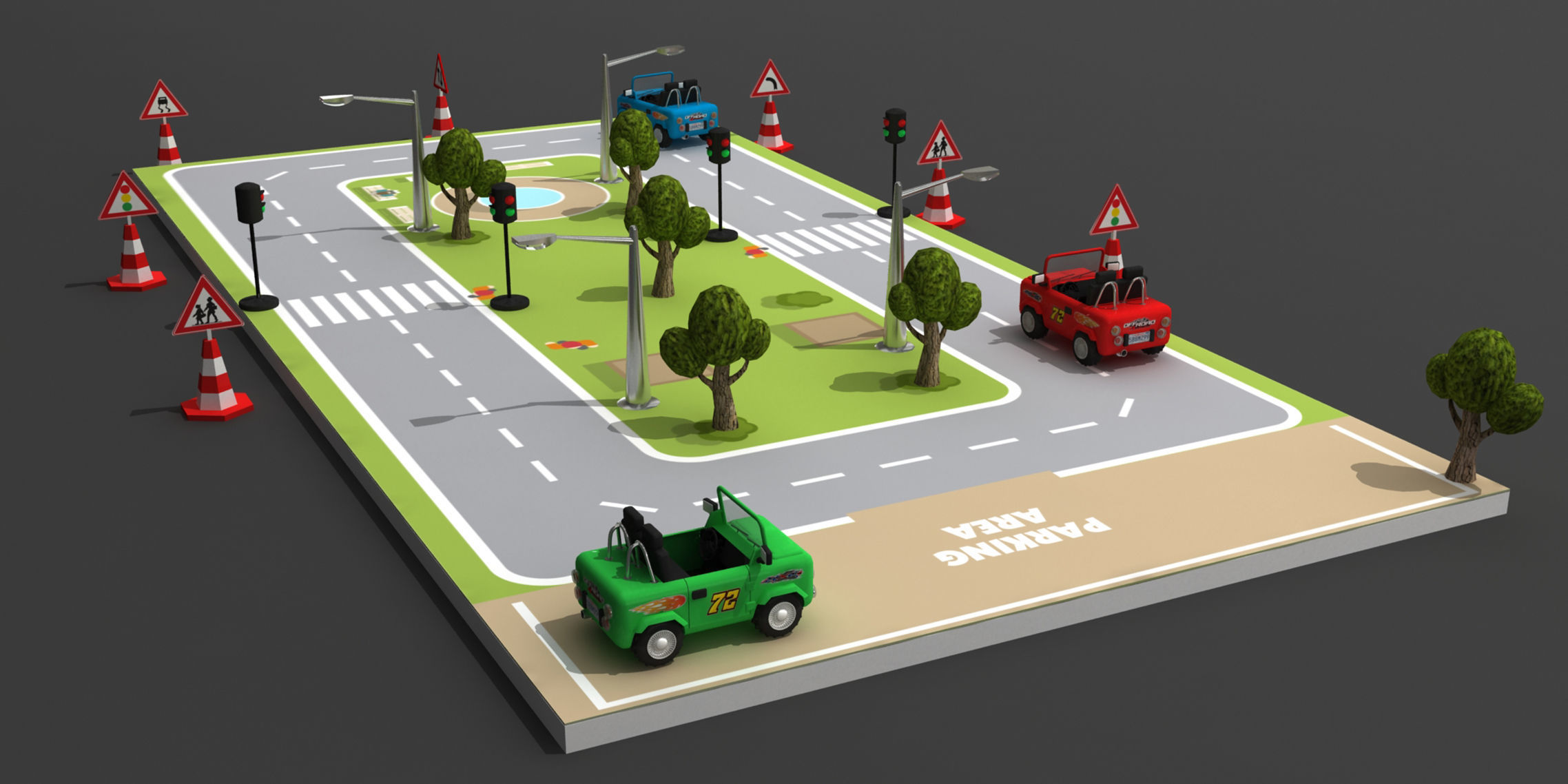 LowPoly Toy Car Traffic Set Cartoon Game 3D model | CGTrader