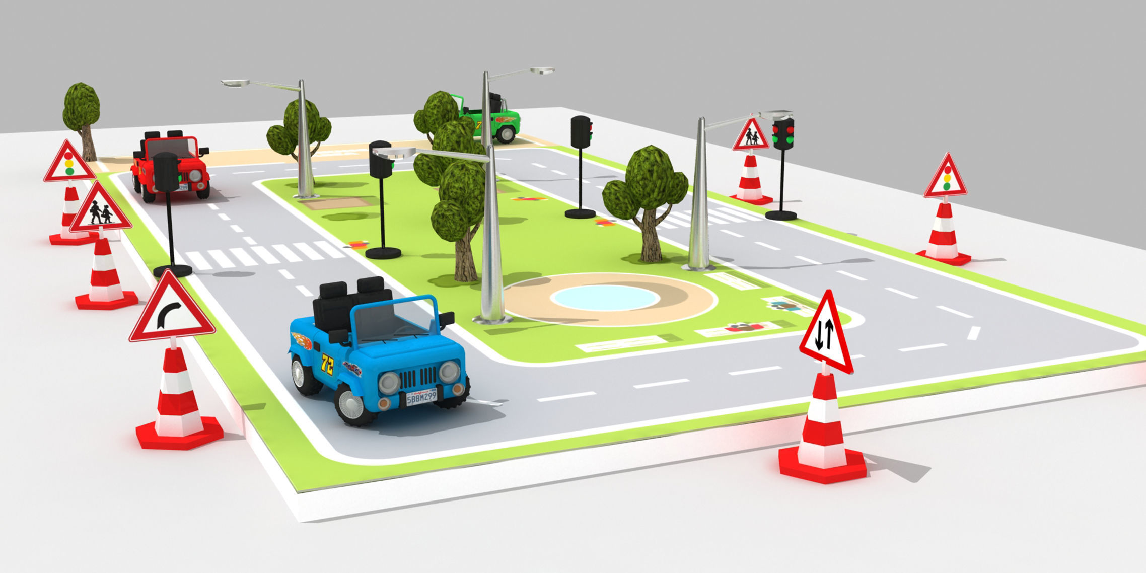 LowPoly Toy Car Traffic Set Cartoon Game 3D model | CGTrader