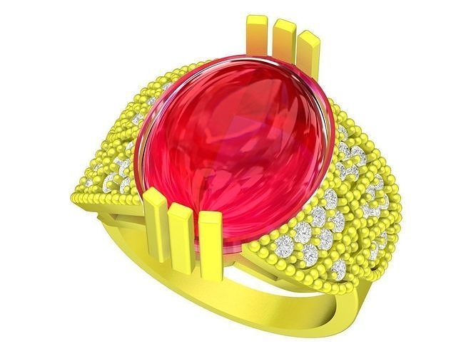 5446 diamond women ring oval ruby 3D model 3D printable | CGTrader