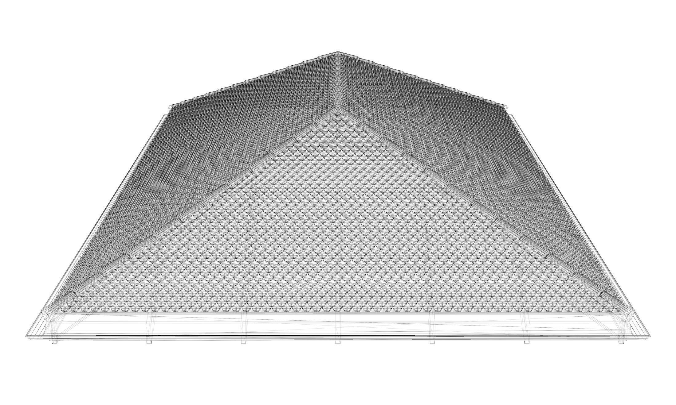 Hip roof with clay tile 2302 3D model | CGTrader