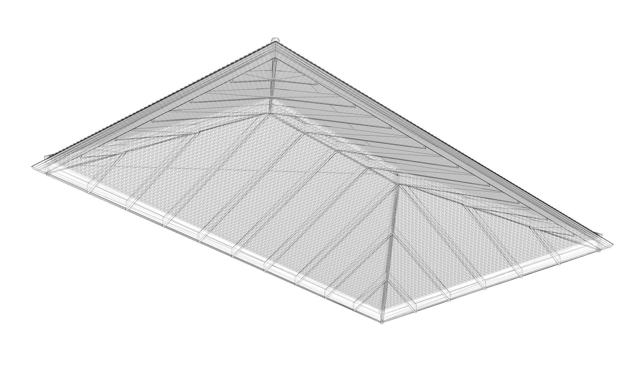 Hip roof with clay tile 2302 3D model | CGTrader