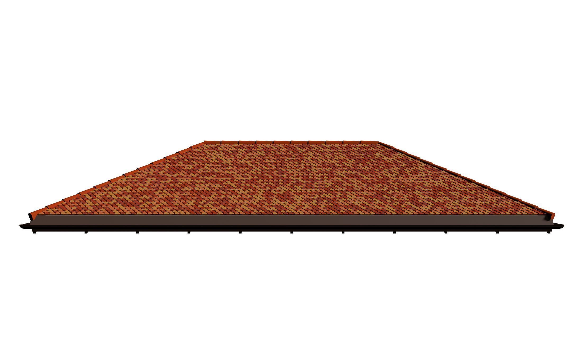 Hip roof with clay tile 2302 3D model | CGTrader