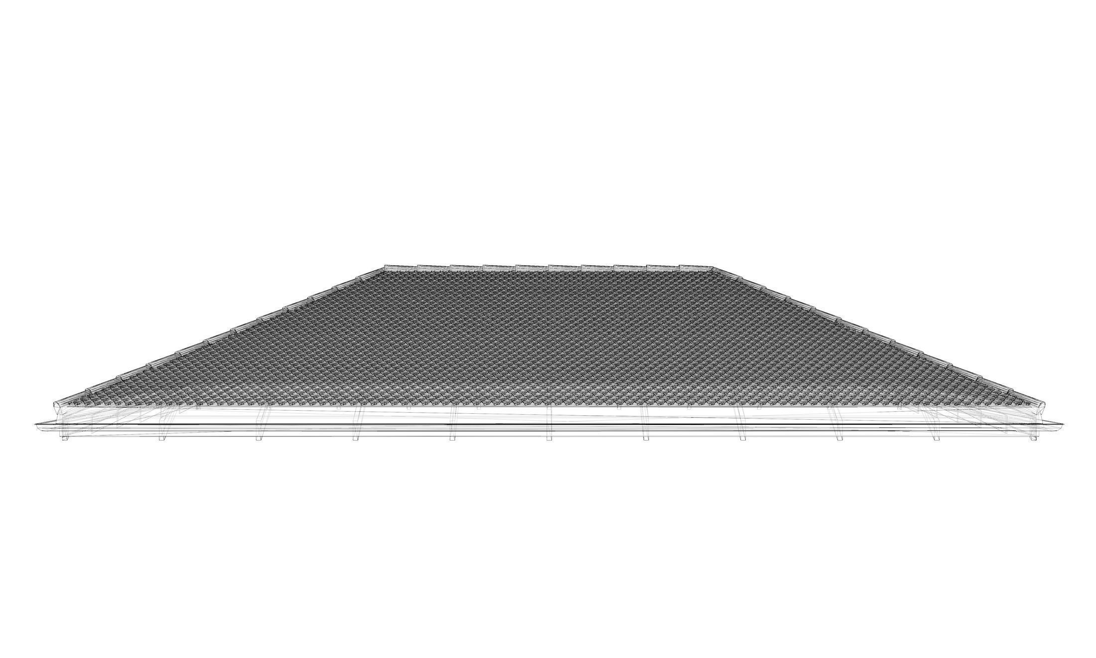 Hip roof with clay tile 2302 3D model | CGTrader