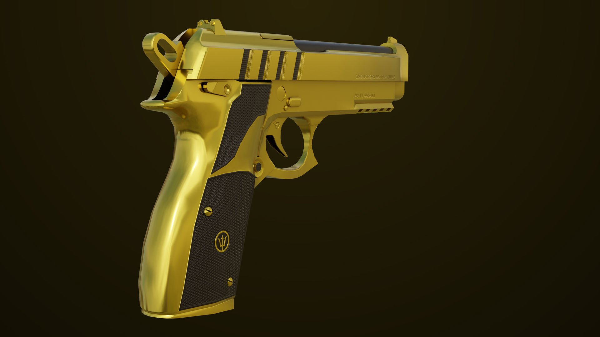 3D model Golden Pistol 01 Generic All PBR Unity UE Textures Included VR ...