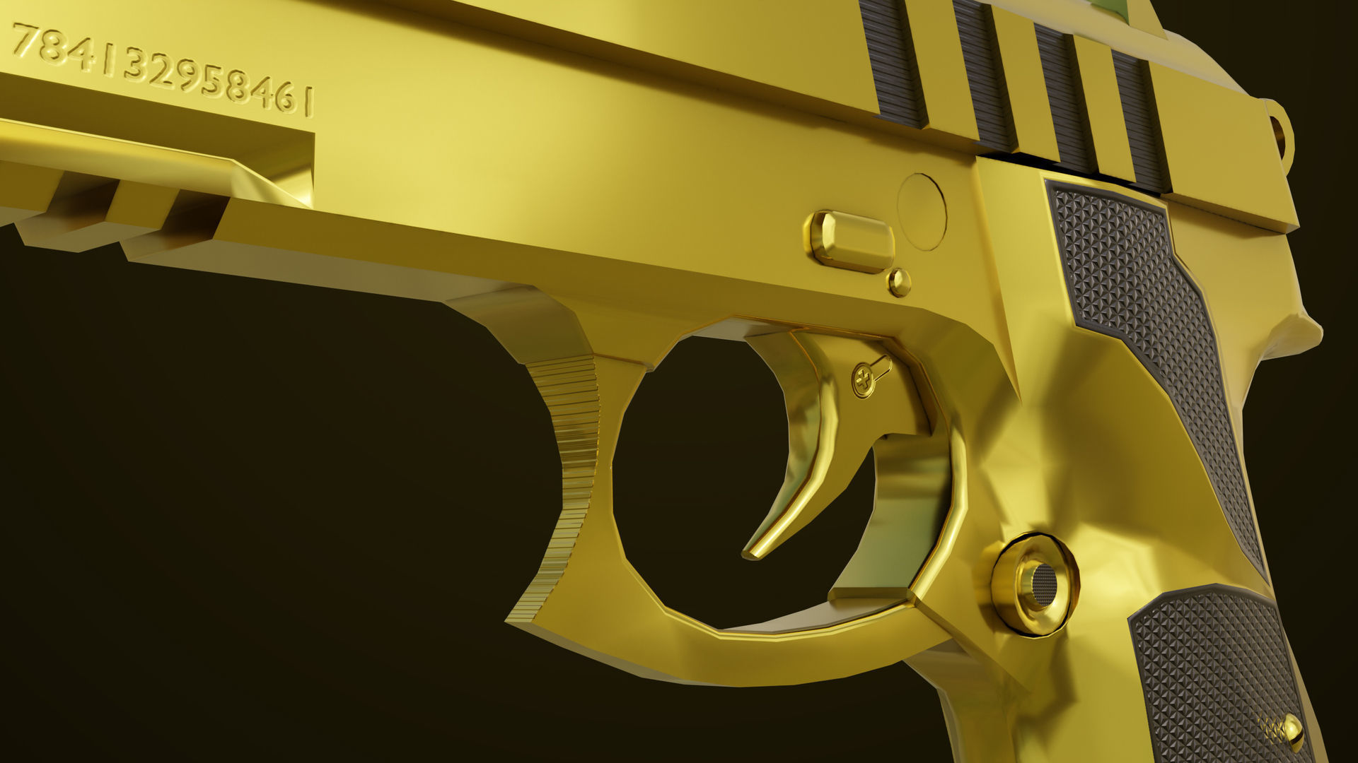 3D model Golden Pistol 01 Generic All PBR Unity UE Textures Included VR ...