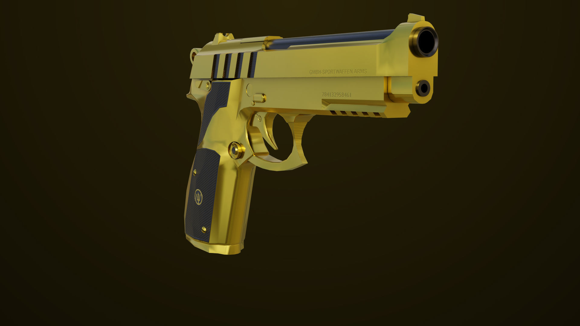3D model Golden Pistol 01 Generic All PBR Unity UE Textures Included VR ...