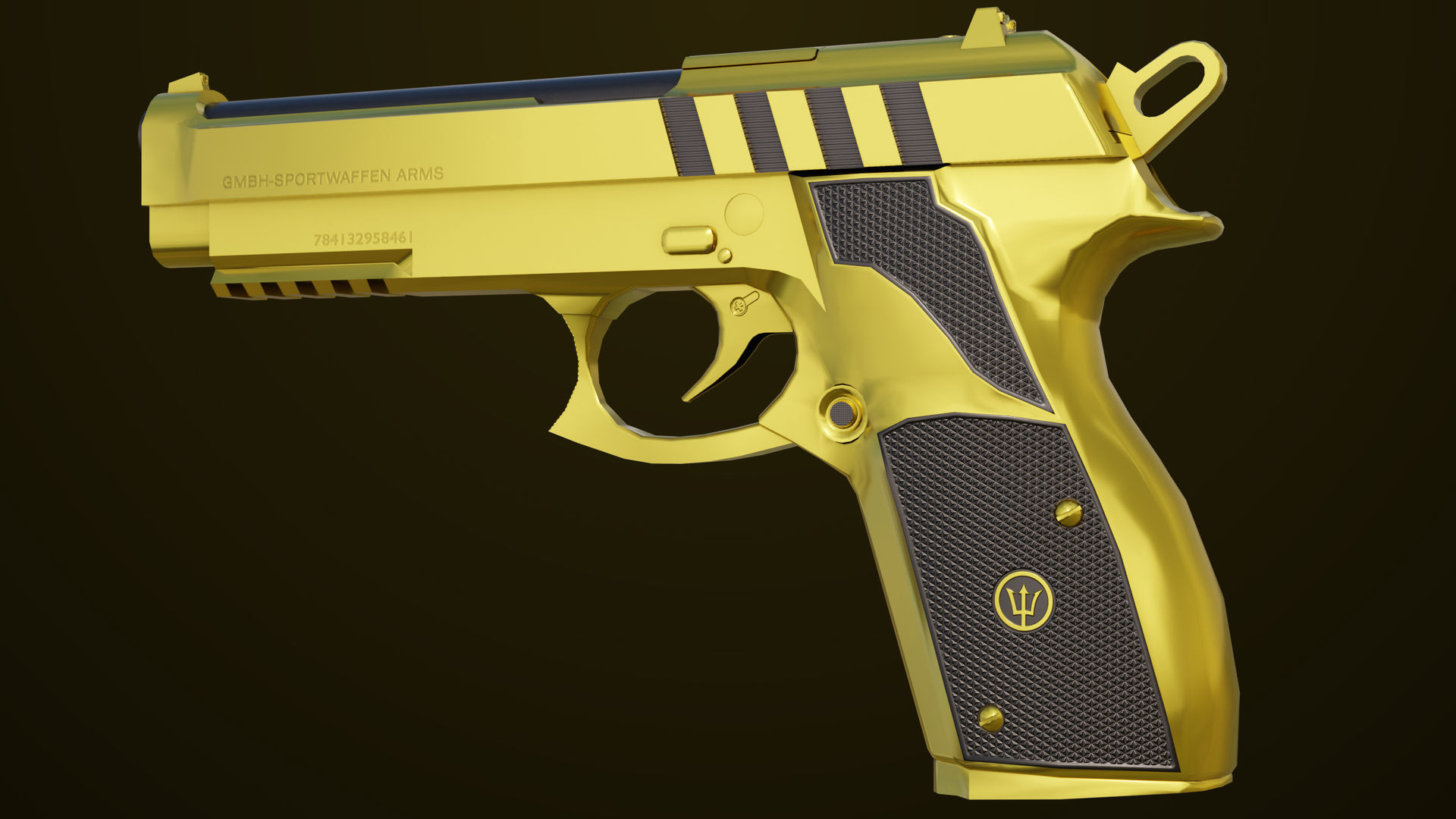 3D model Golden Pistol 01 Generic All PBR Unity UE Textures Included VR ...