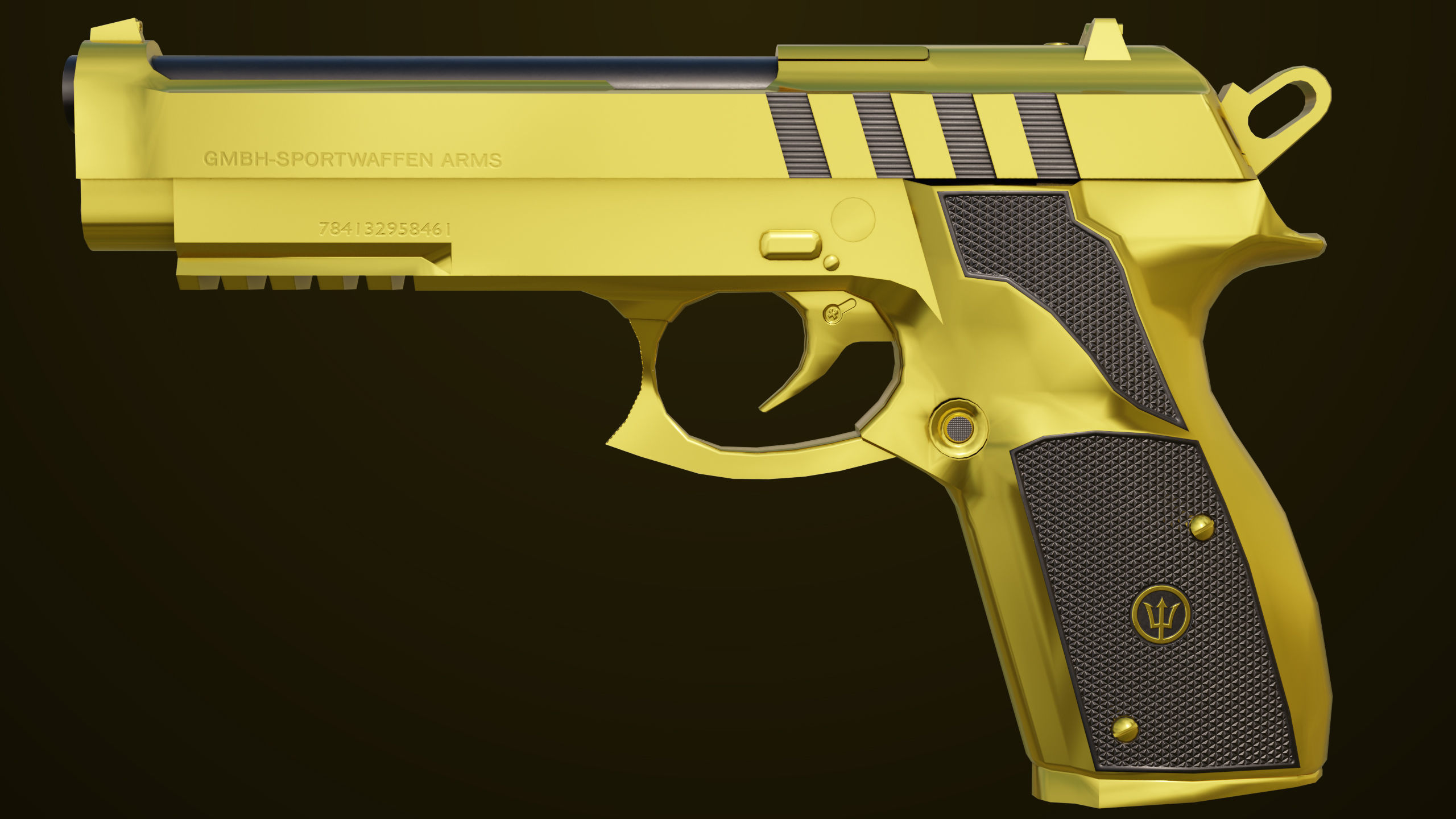 3D model Golden Pistol 01 Generic All PBR Unity UE Textures Included VR ...
