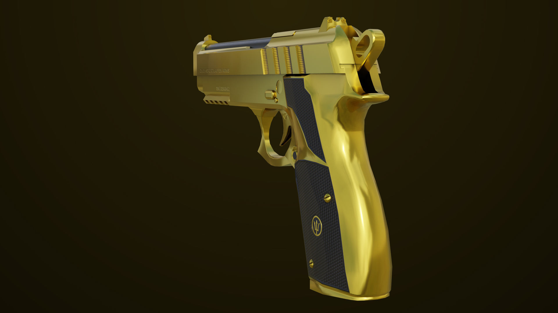 3D model Golden Pistol 01 Generic All PBR Unity UE Textures Included VR ...