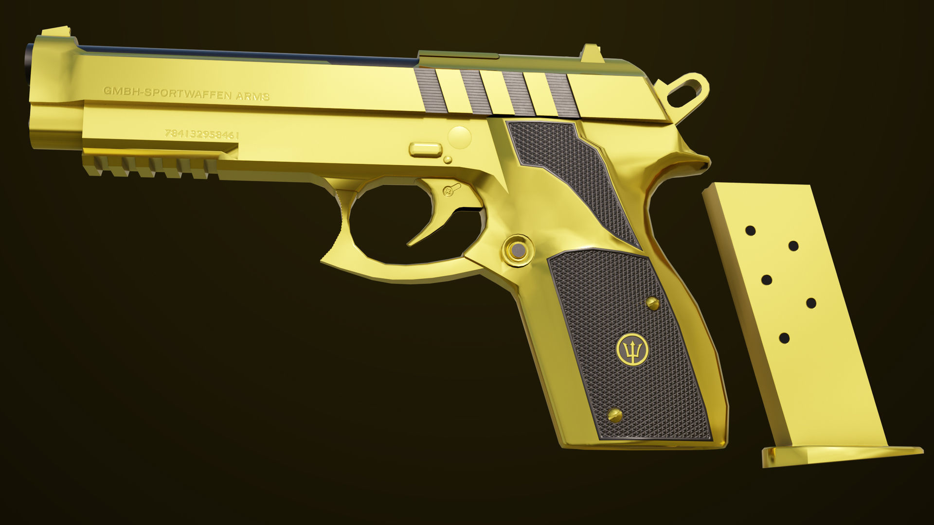 3D model Golden Pistol 01 Generic All PBR Unity UE Textures Included VR ...