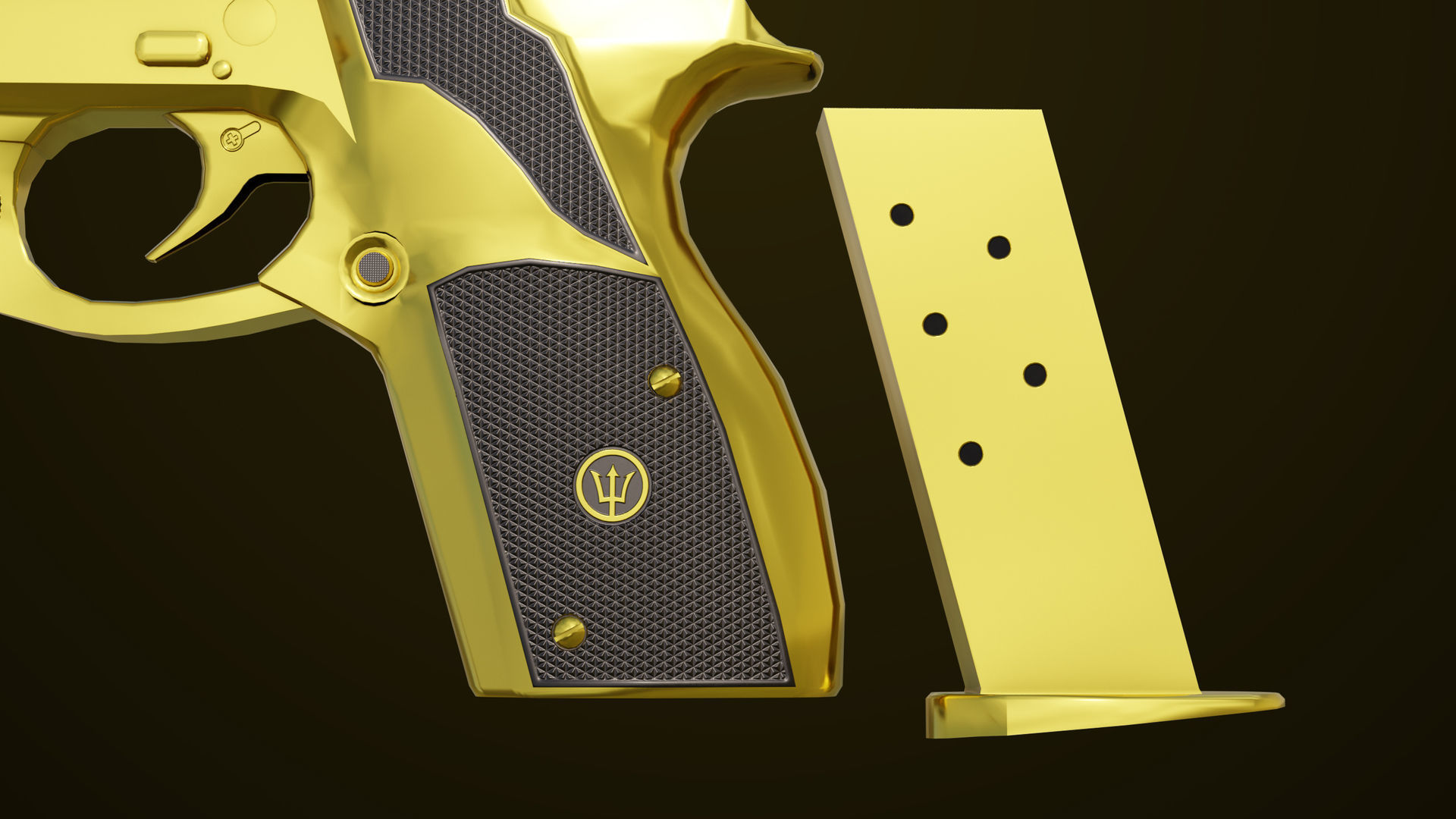 3D model Golden Pistol 01 Generic All PBR Unity UE Textures Included VR ...