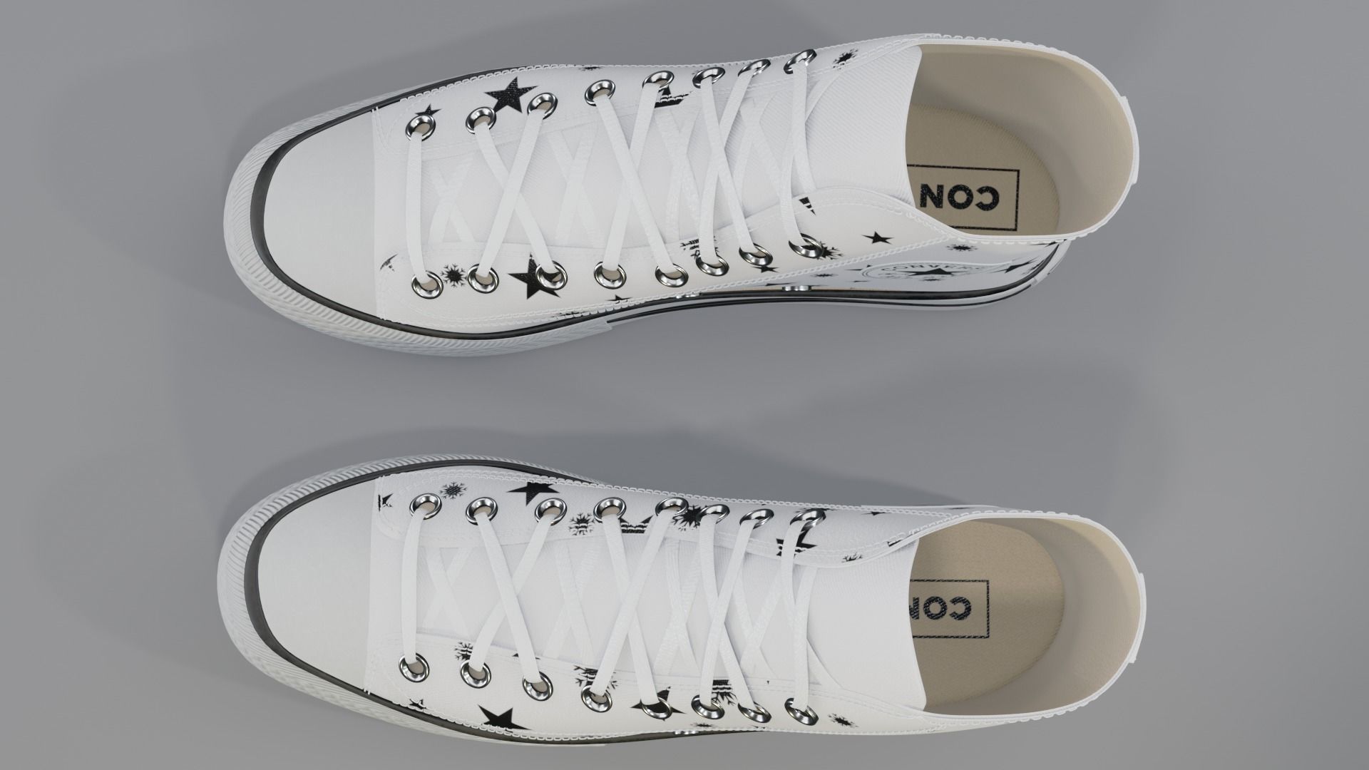 Basketball Leather Shoes Converse All Star White Star Snowflakes 3D ...