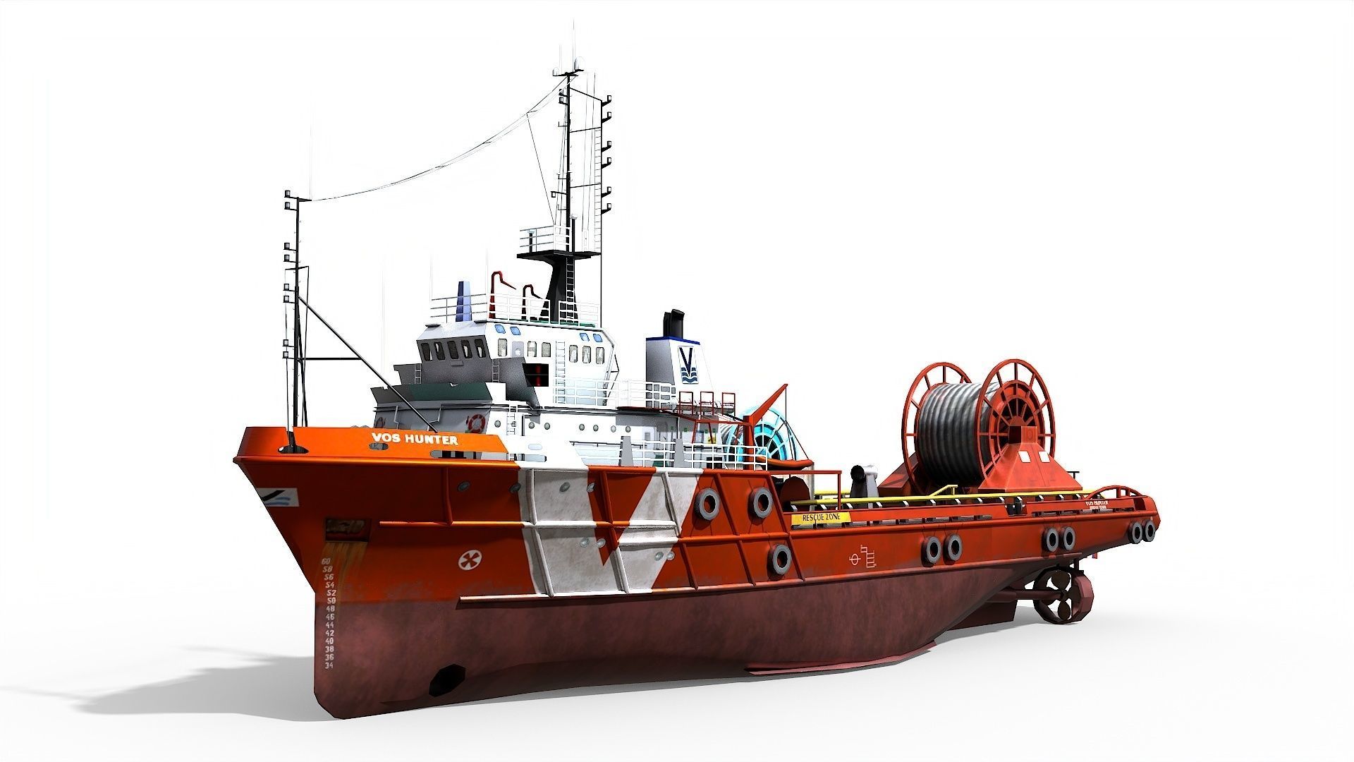 3D model AHTS VOS Hunter 1979 Anchor handling tug supply VR / AR / low ...