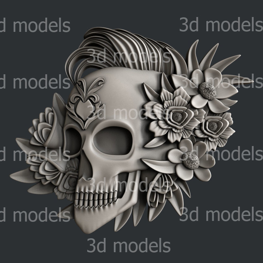 3d STL models for CNC or 3d printer skull P438 3D model 3D model 3D ...