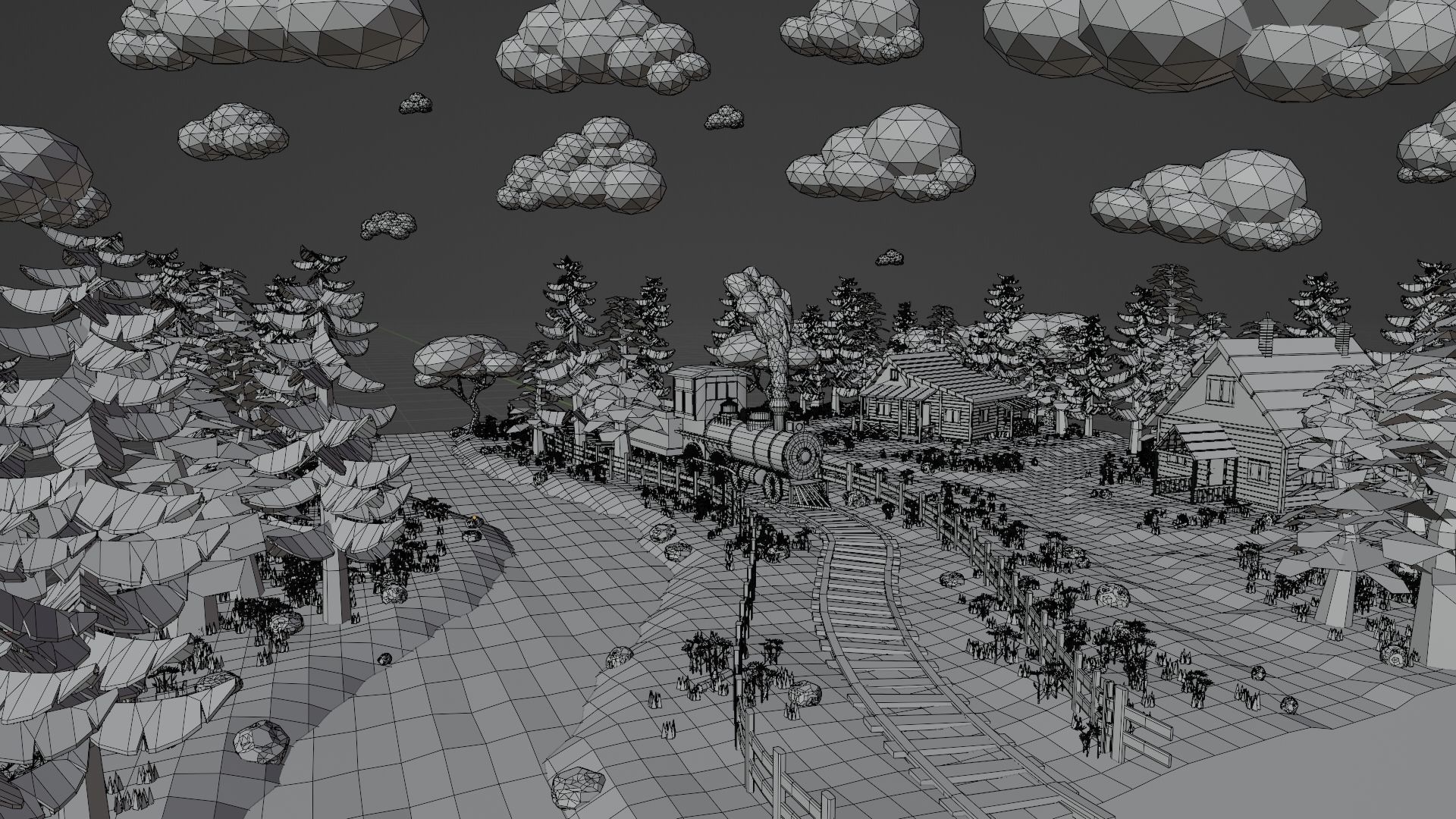 Isometric Train Scene 3D model | CGTrader