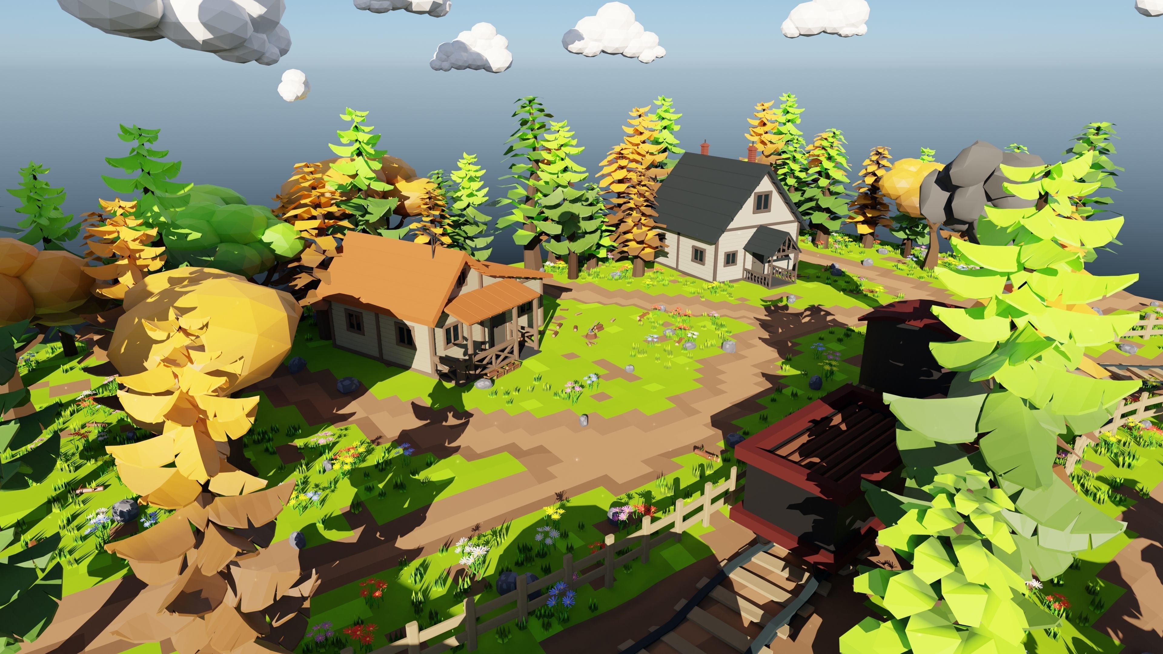 Isometric Train Scene 3D model | CGTrader