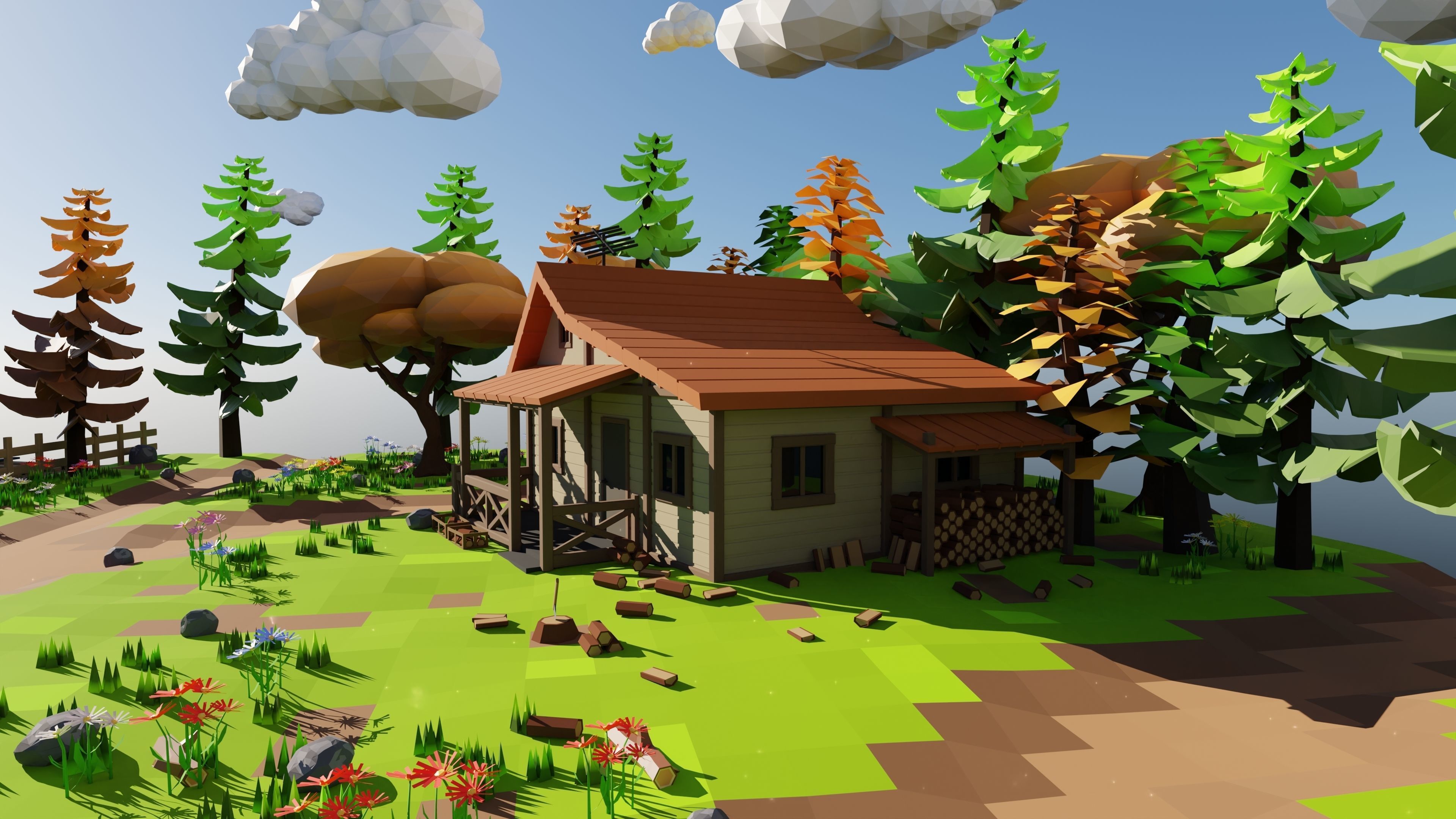 Isometric Train Scene 3D model | CGTrader