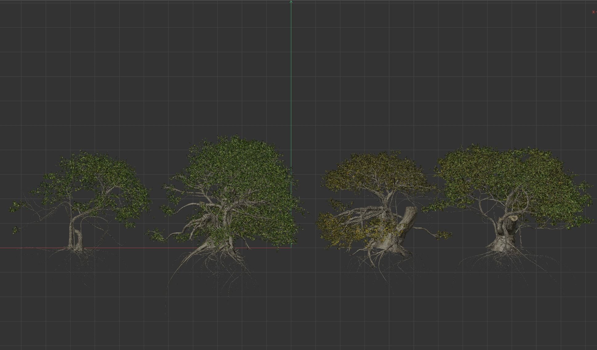 3D model 4 curved banyan tree02 Pack VR / AR / low-poly | CGTrader