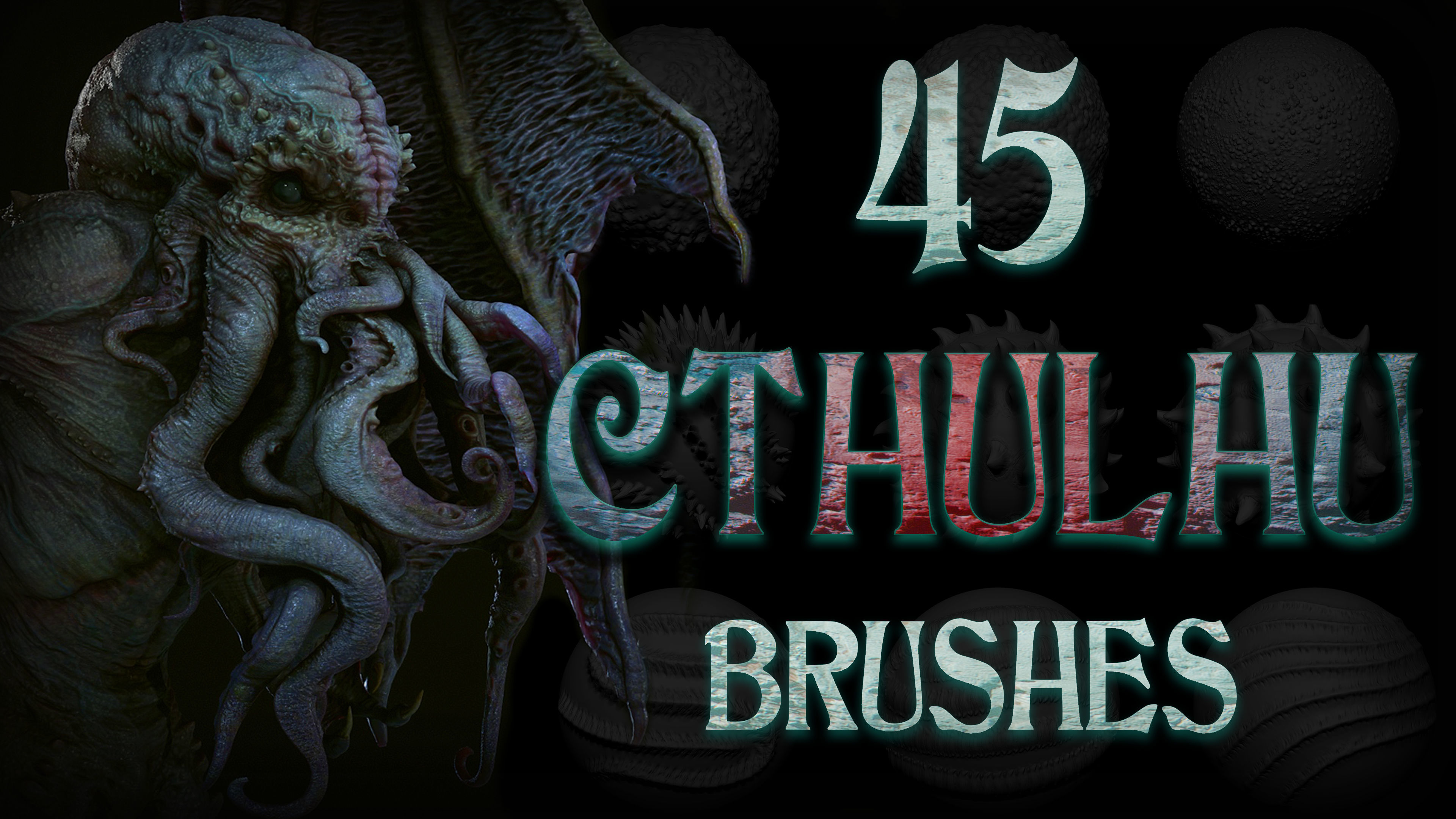 Zbrush and Blender - Cthulhu Creature 45 Brushes Pack Texture | CGTrader