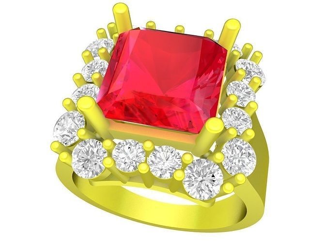 5461 diamond women ring asian fashion ring 3D model 3D printable | CGTrader