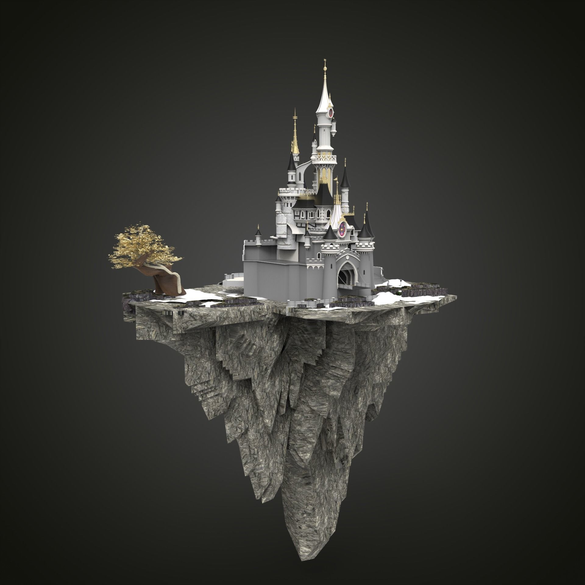 Flying Castle island 3D model | CGTrader
