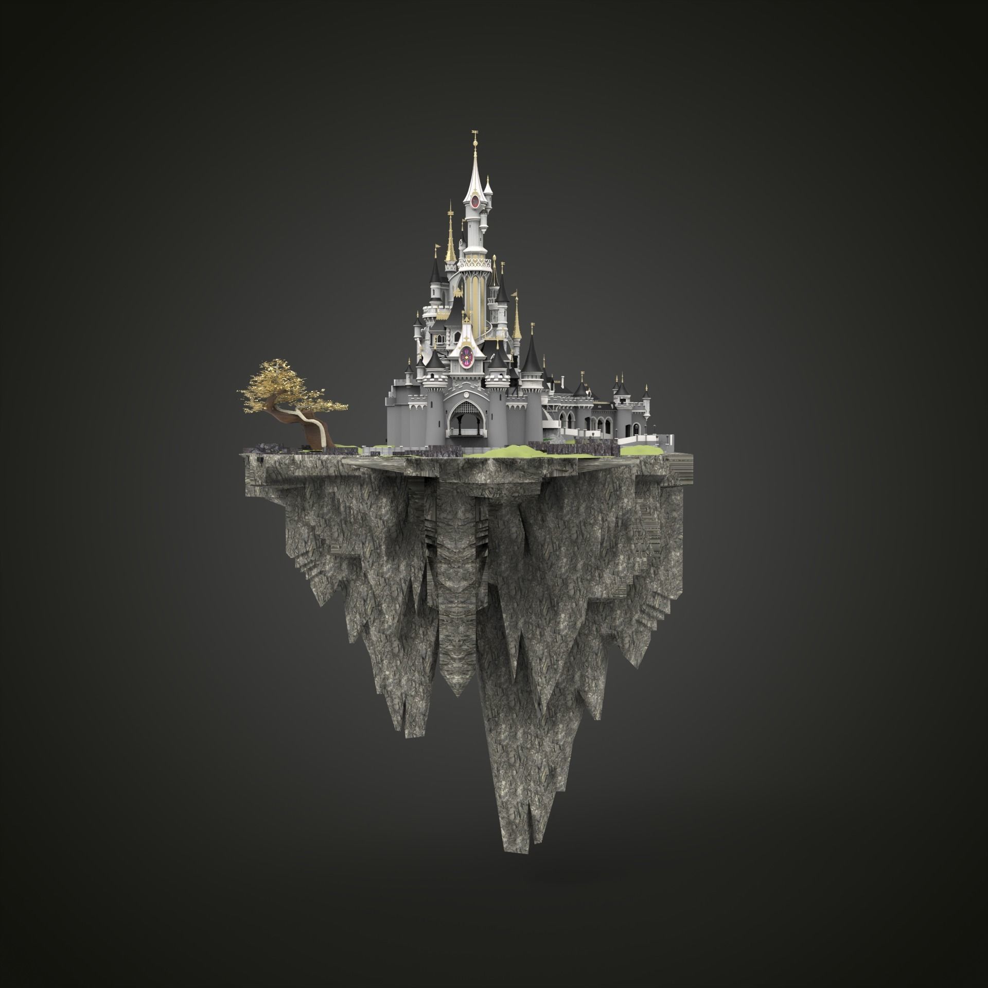 Flying Castle island 3D model | CGTrader