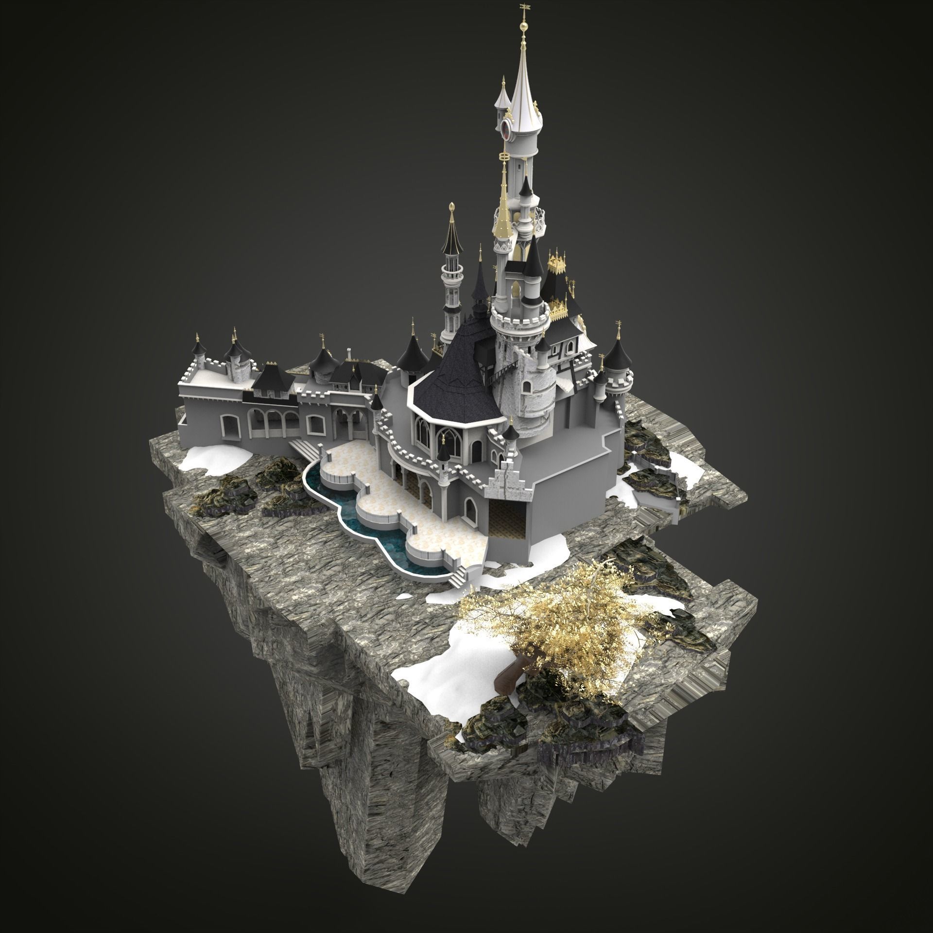 Flying Castle island 3D model | CGTrader