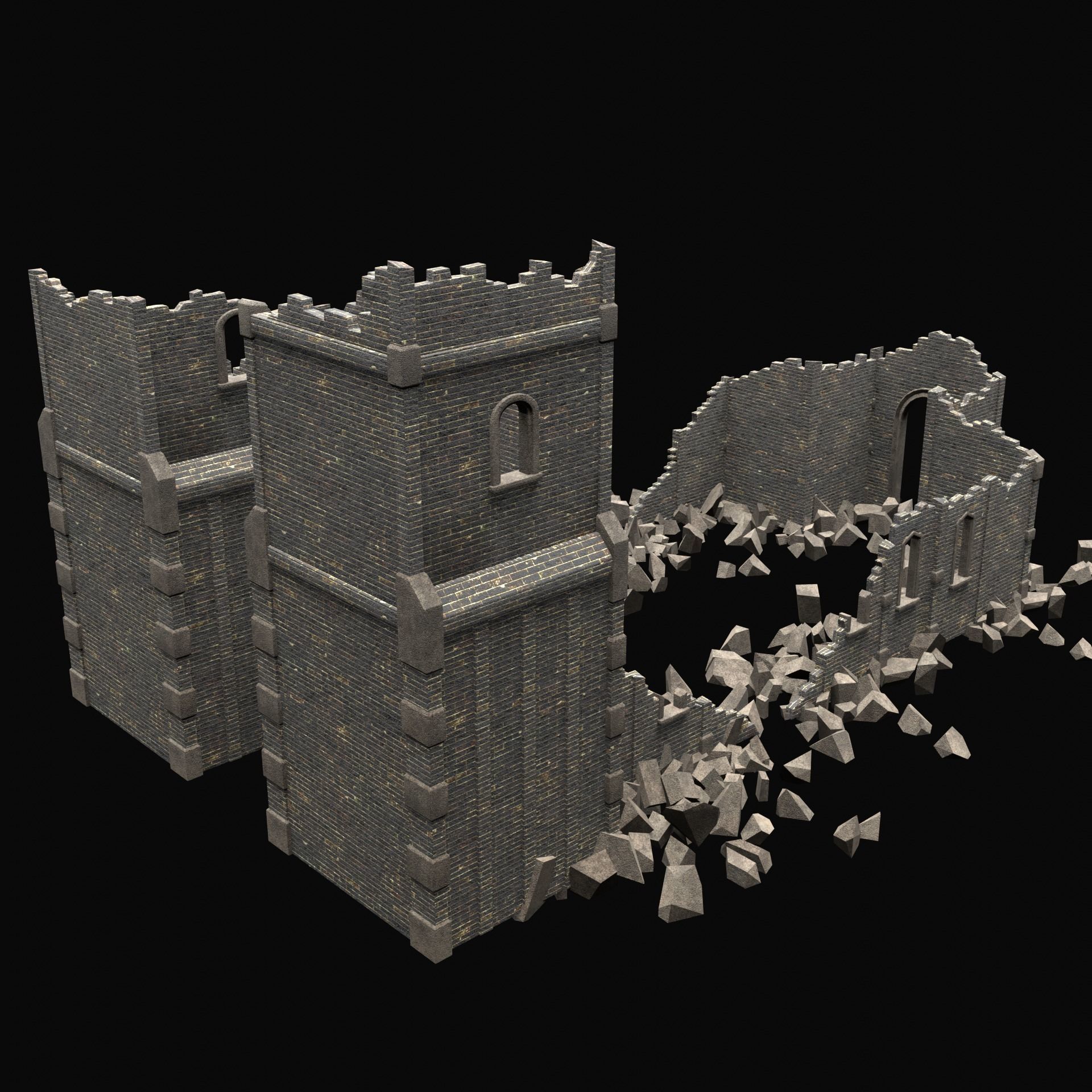 3D model RUINED RUIN MEDIEVAL CHURCH TEMPLE GOTHIC CASTLE COLLECTION VR ...