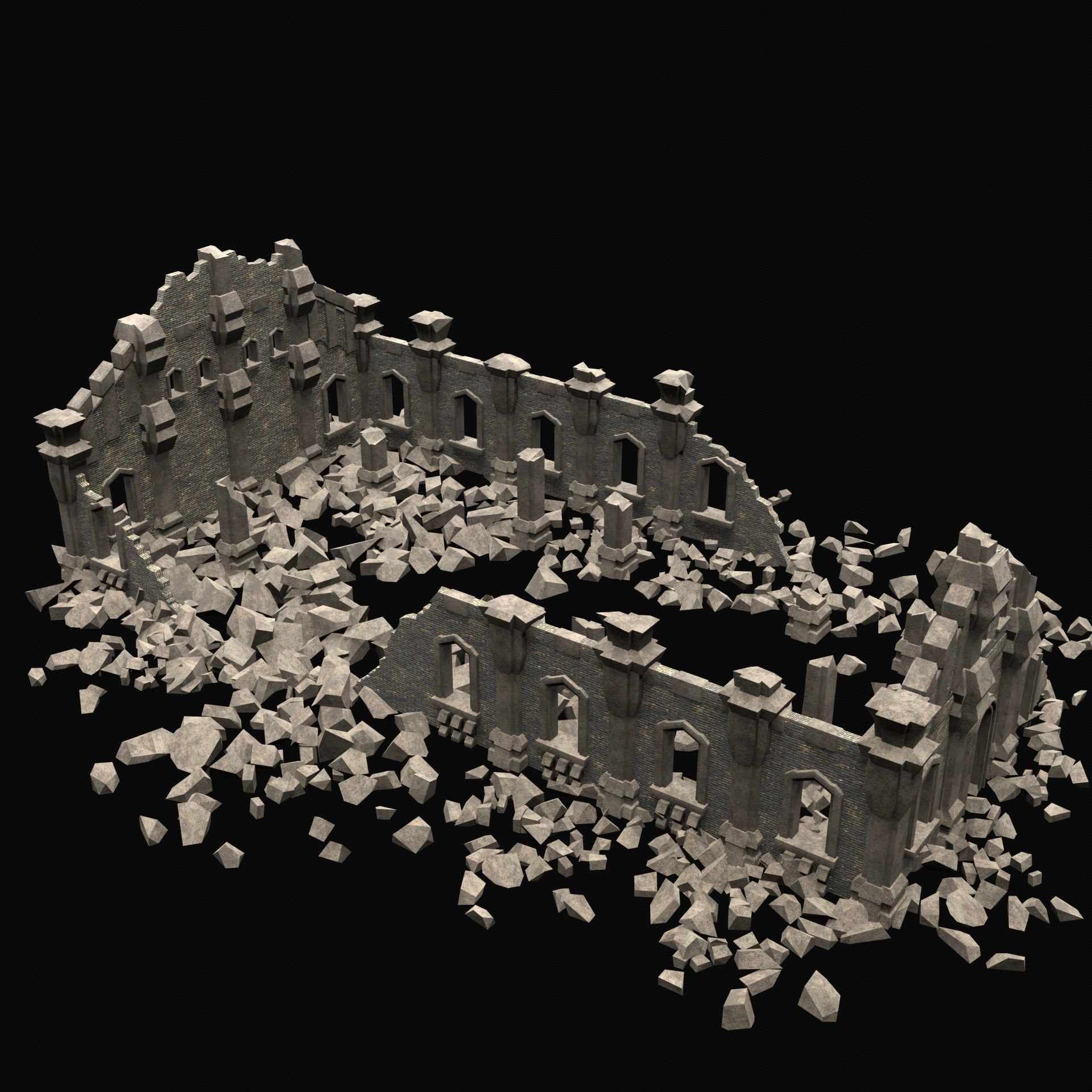 3D model RUINED RUIN MEDIEVAL CHURCH TEMPLE GOTHIC CASTLE COLLECTION VR ...